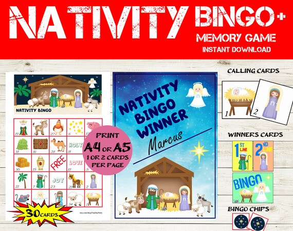 30 Card Nativity Bingo & Memory Game Christmas Party Games - Etsy UK