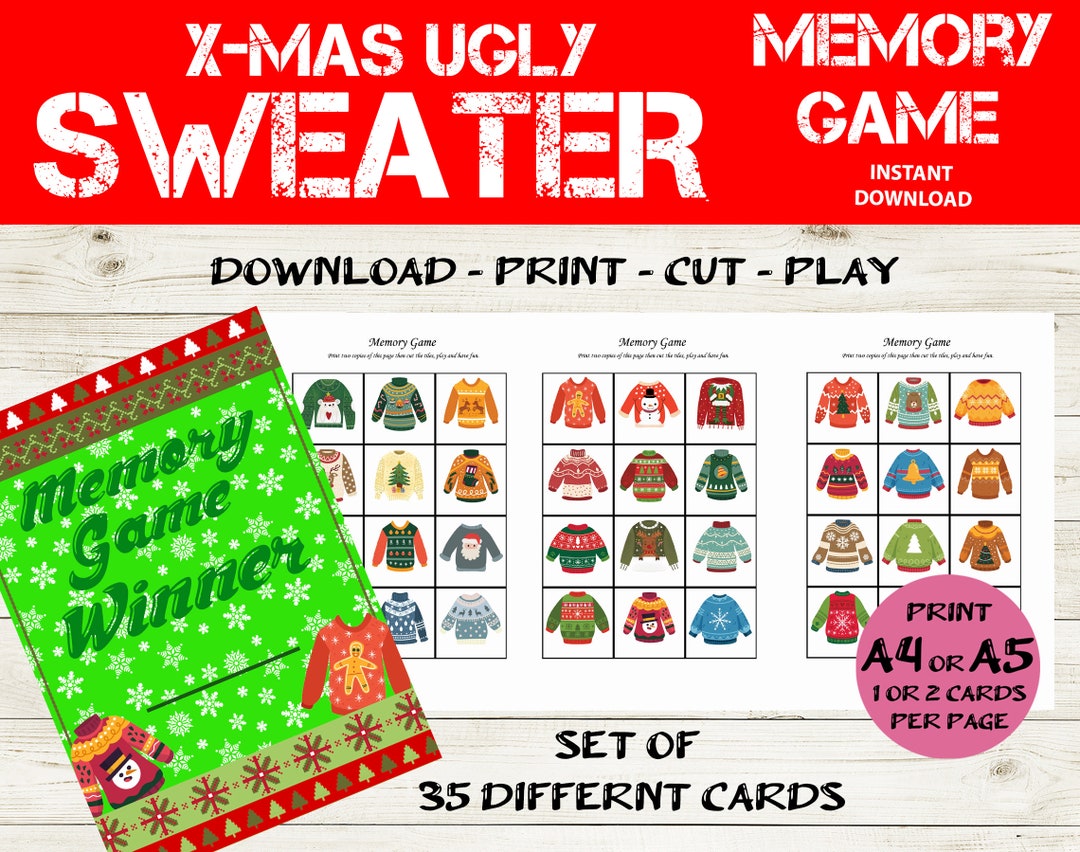 Ugly Christmas Sweater Memory Game Ugly Sweater Memory Game Christmas ...