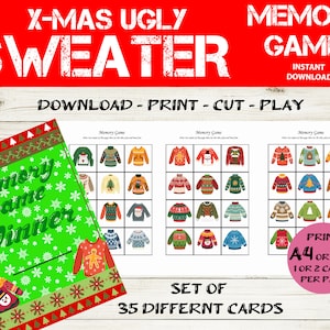 Ugly Christmas Sweater Memory Game Ugly Sweater Memory Game Christmas ...