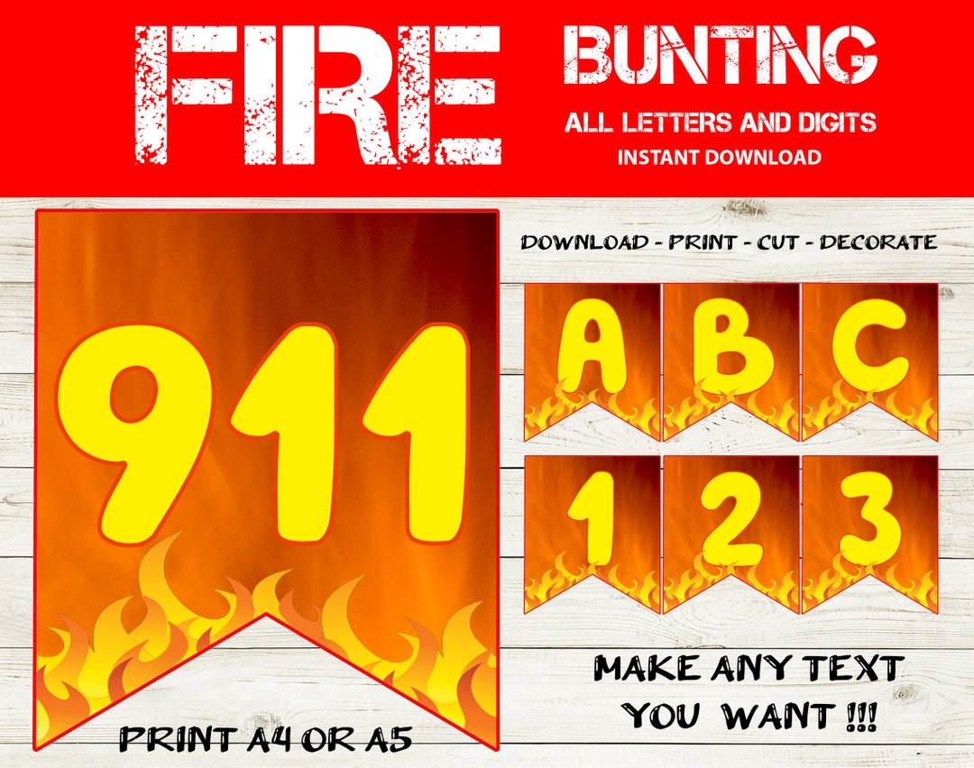 Printable Firefighter Bunting - Firefighter Flag Banner - Fire Alphabet ...
