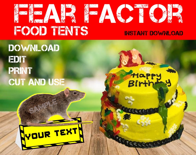 Editable Fear Factor Inspired Food Labels - Fear Factor Place Cards ...