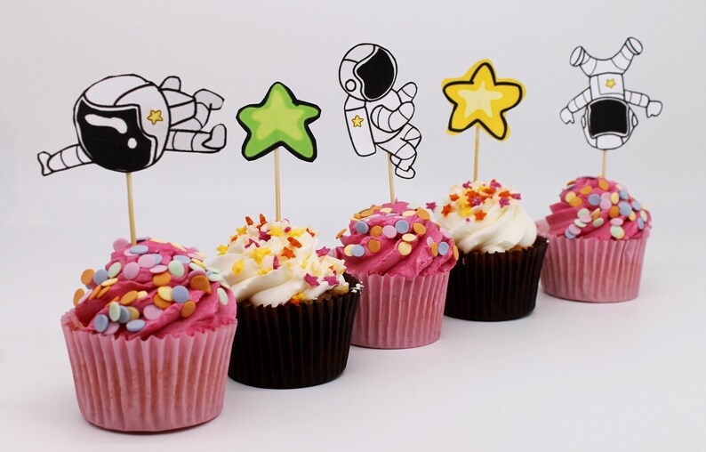 Space Party Cupcake Toppers - Astronaut Cupcake Toppers - Space ...