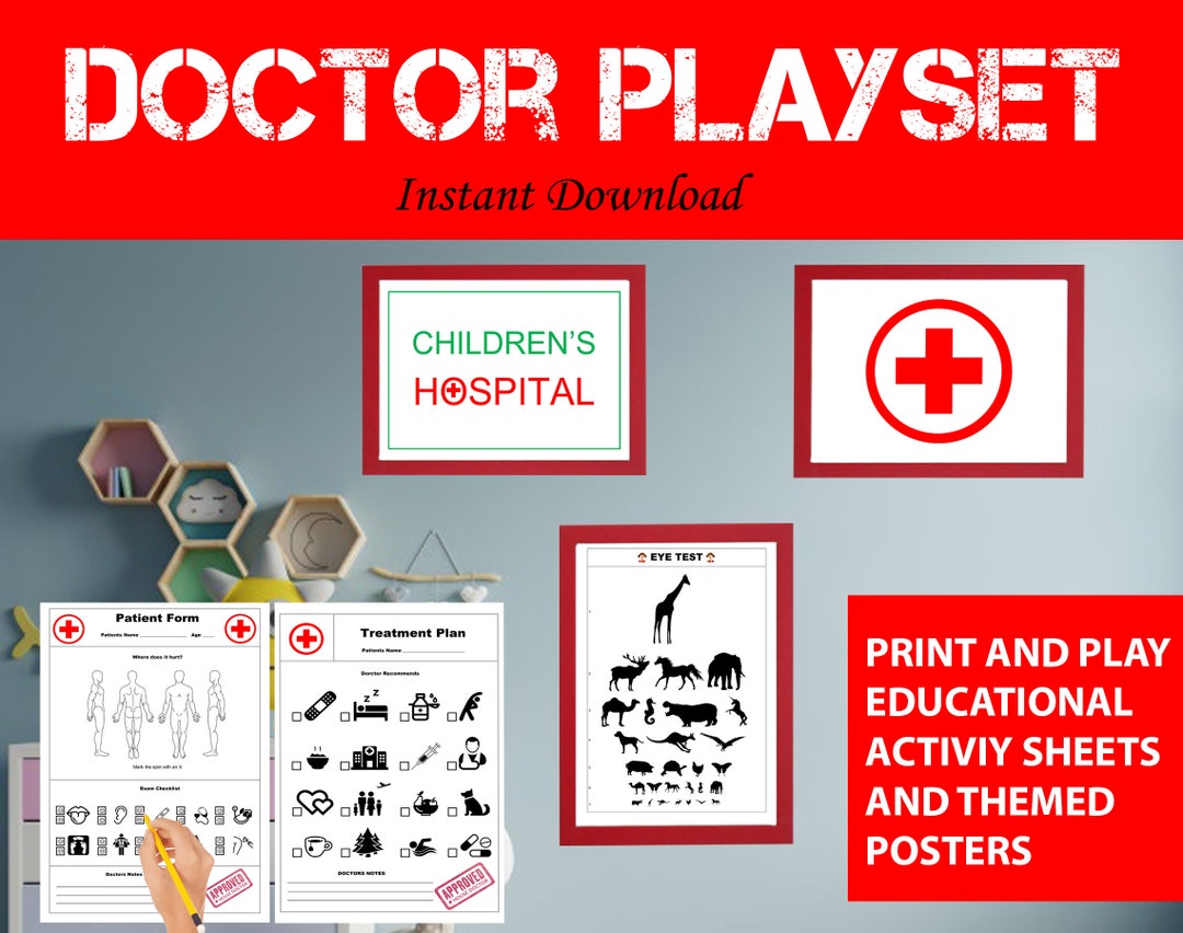 Doctor Forms for Pretend Play Set - Childrens Hospital Play Set - Eye ...