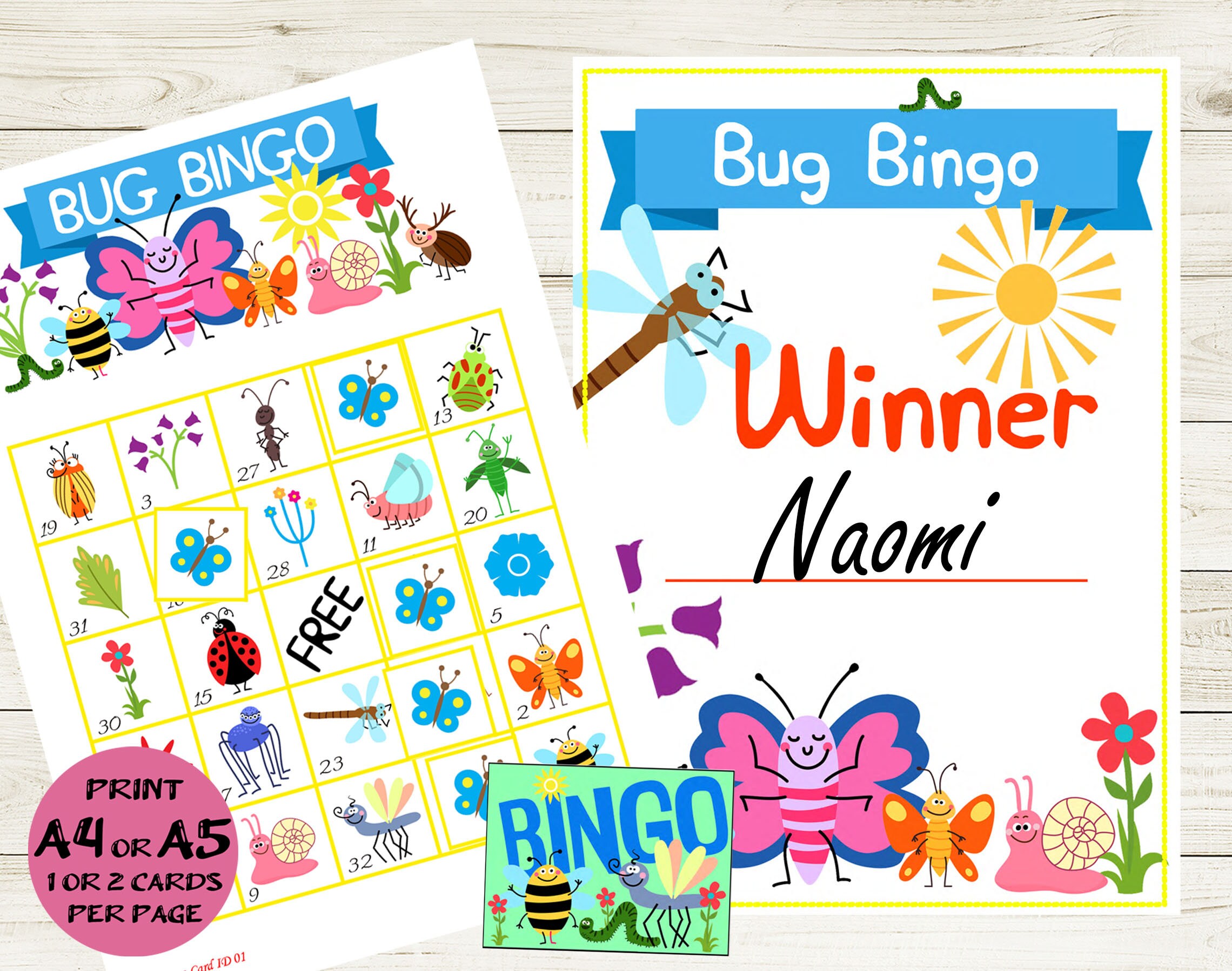 30 Card Bug Bingo & Memory Game Bug Party Bingo 5x5 Printable Insect ...