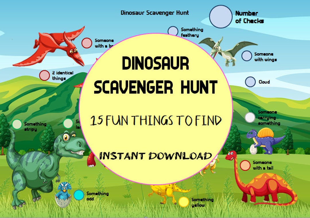 Dinosaur Scavenger Hunt - Dinosaur Party Game - Dinosaur Party Favor ...