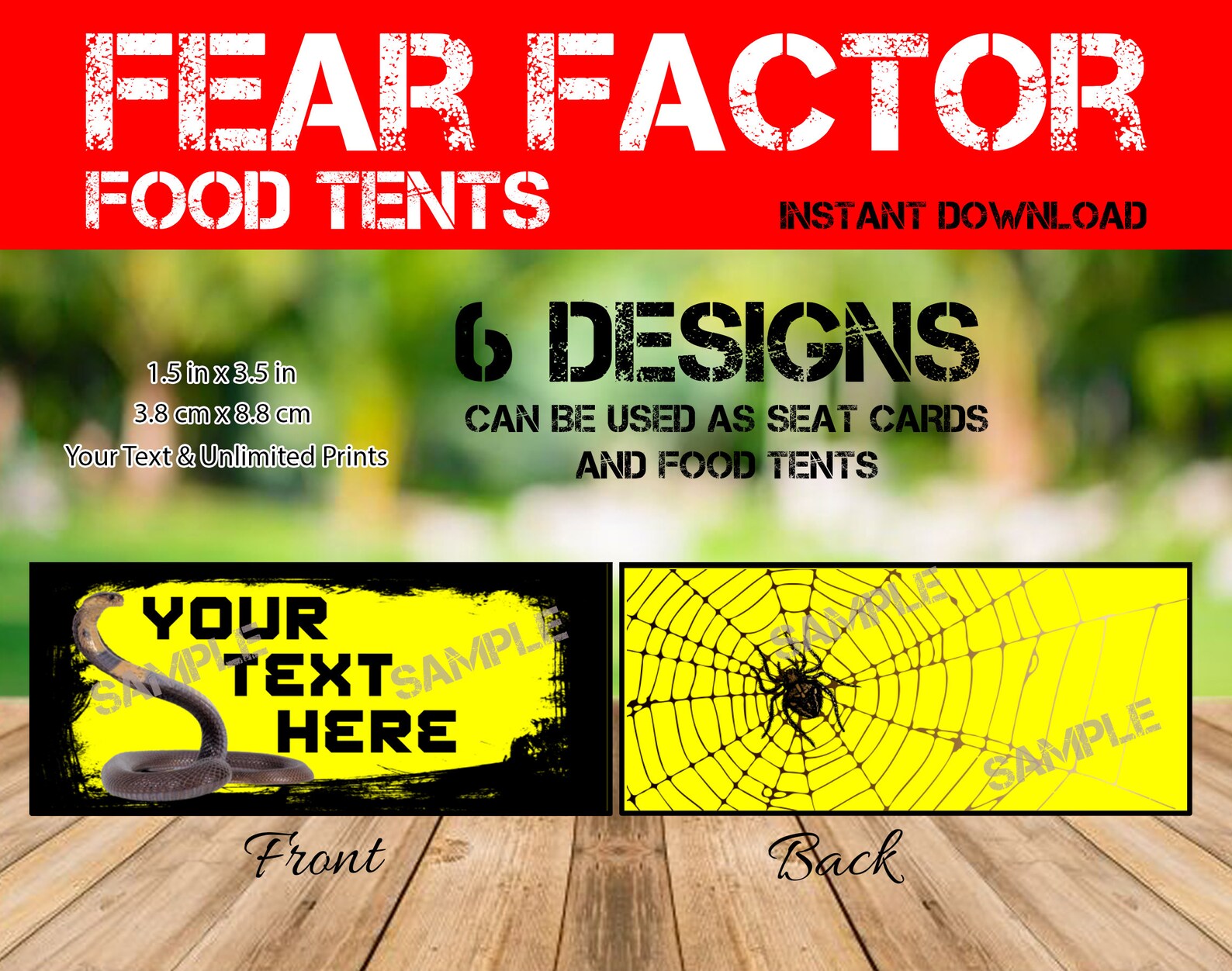 Editable Fear Factor Inspired Food Tents - Faer Factor Food Labels ...