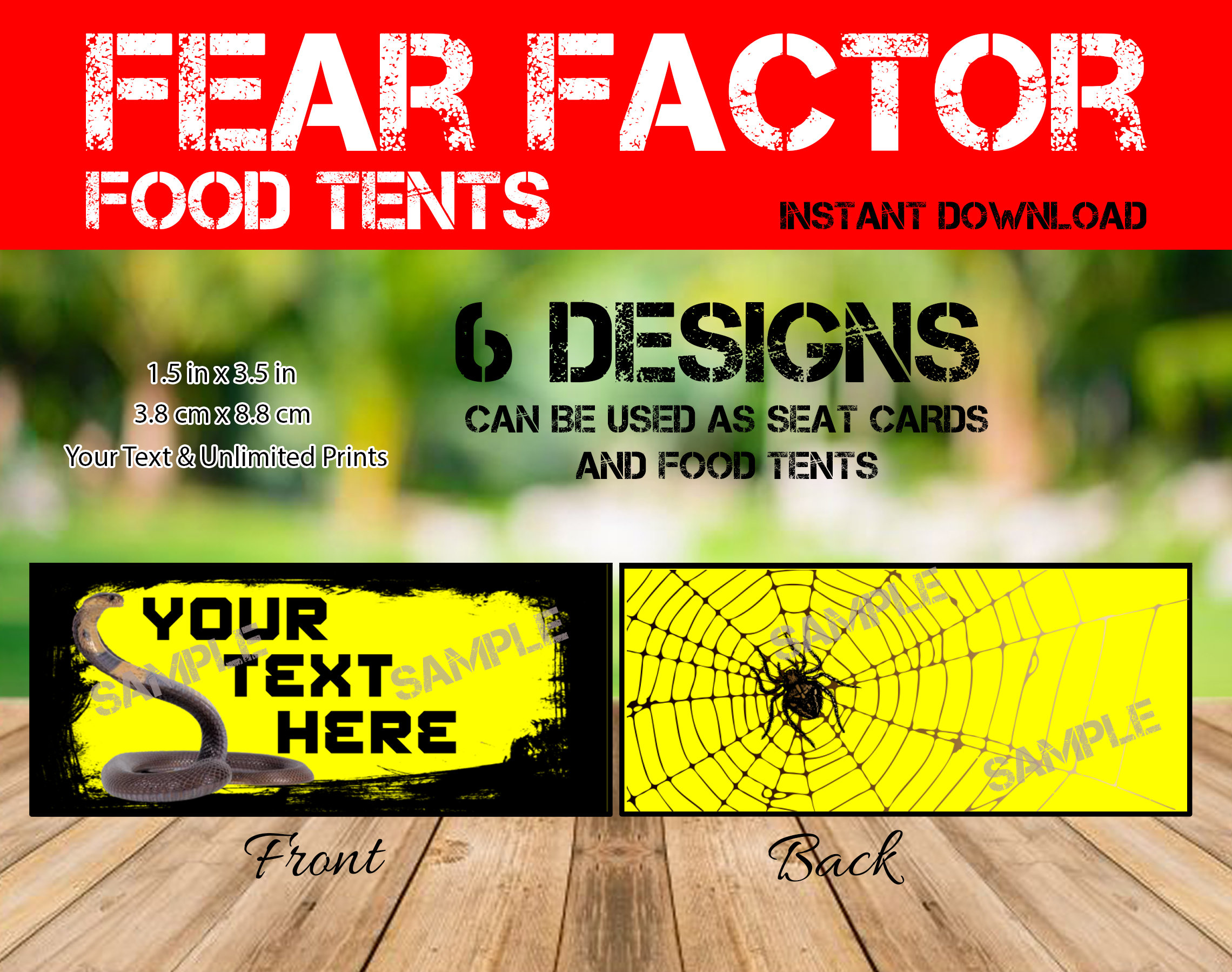 Editable Fear Factor Inspired Food Tents - Faer Factor Food Labels ...