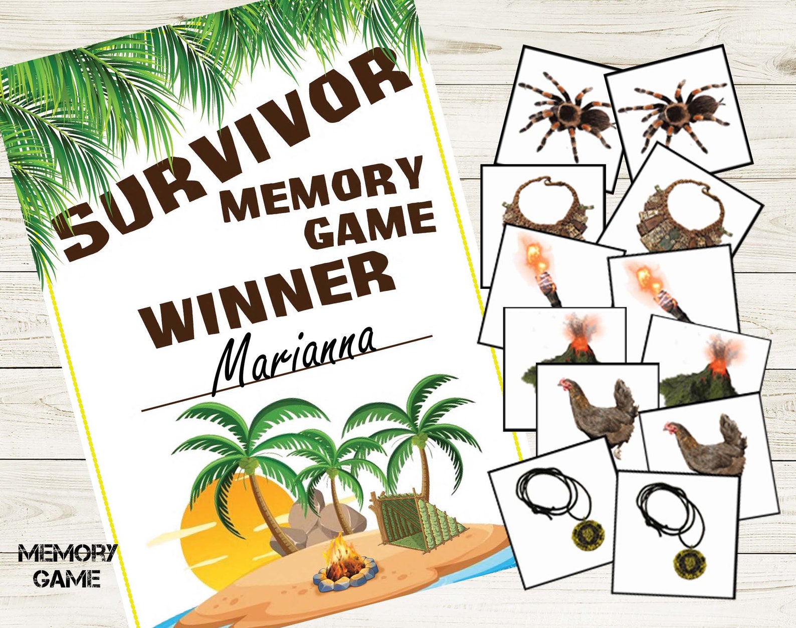 TV Survivor Memory Game - TV Survivor Birthday Party Game - TV Show ...