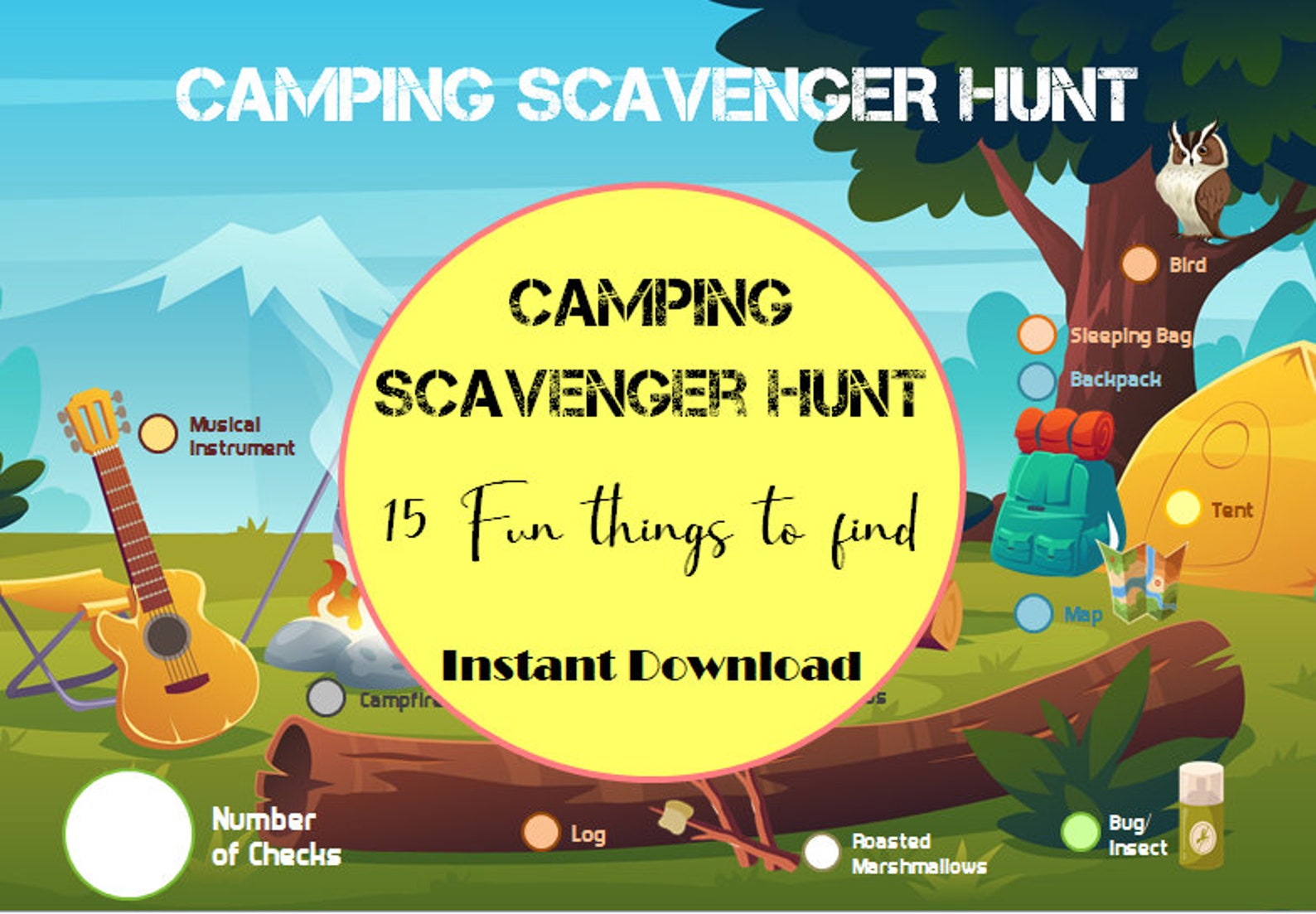 Camping Scavenger Hunt - Hiking Scavenger Hunt - Camping Party Favor ...