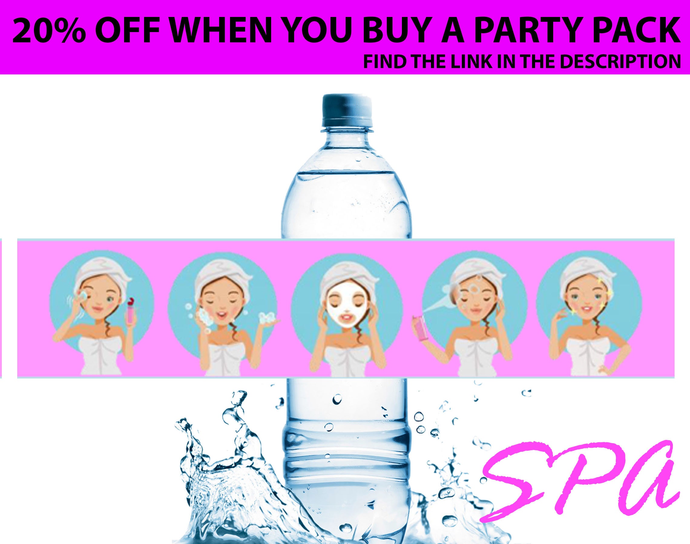 Kids SPA Party Bottle Labels -SPA Birthday Bottle Labels - SPA ...