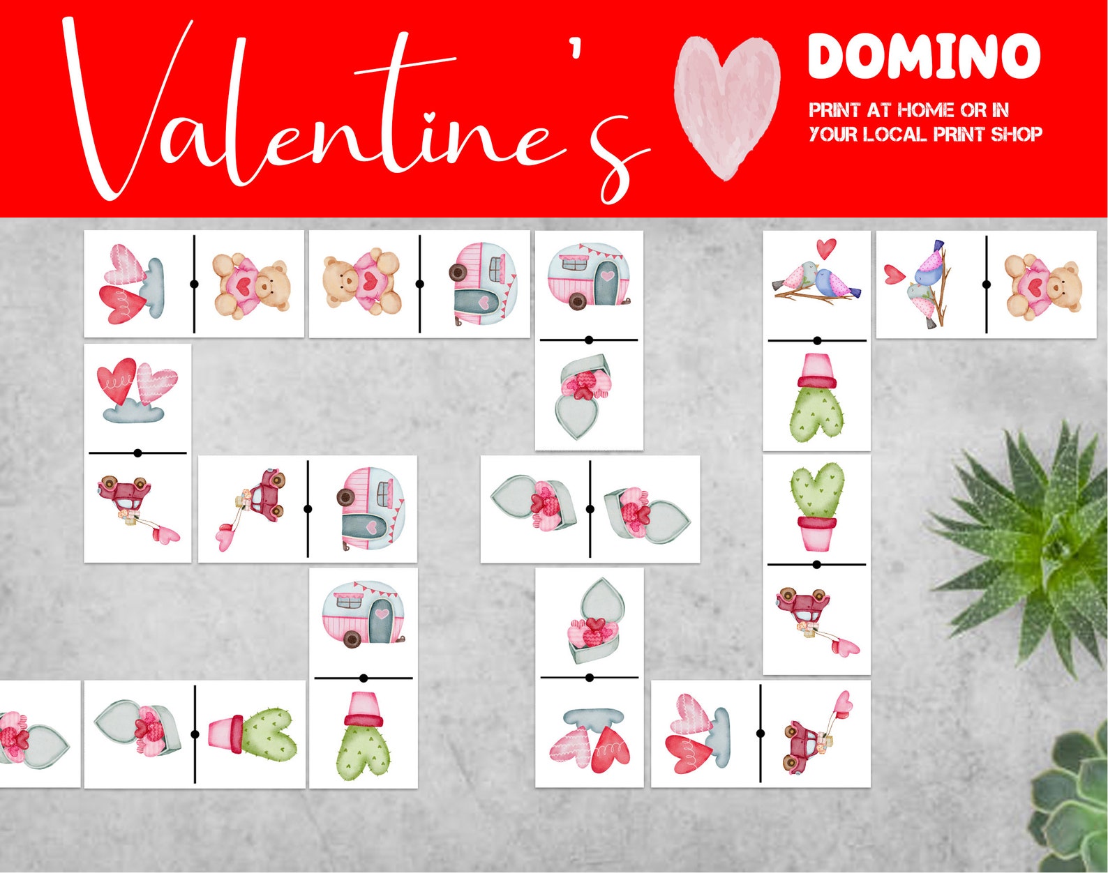 St. Valentine's Domino Game - Valentine's Day Party Game - Love Theme ...