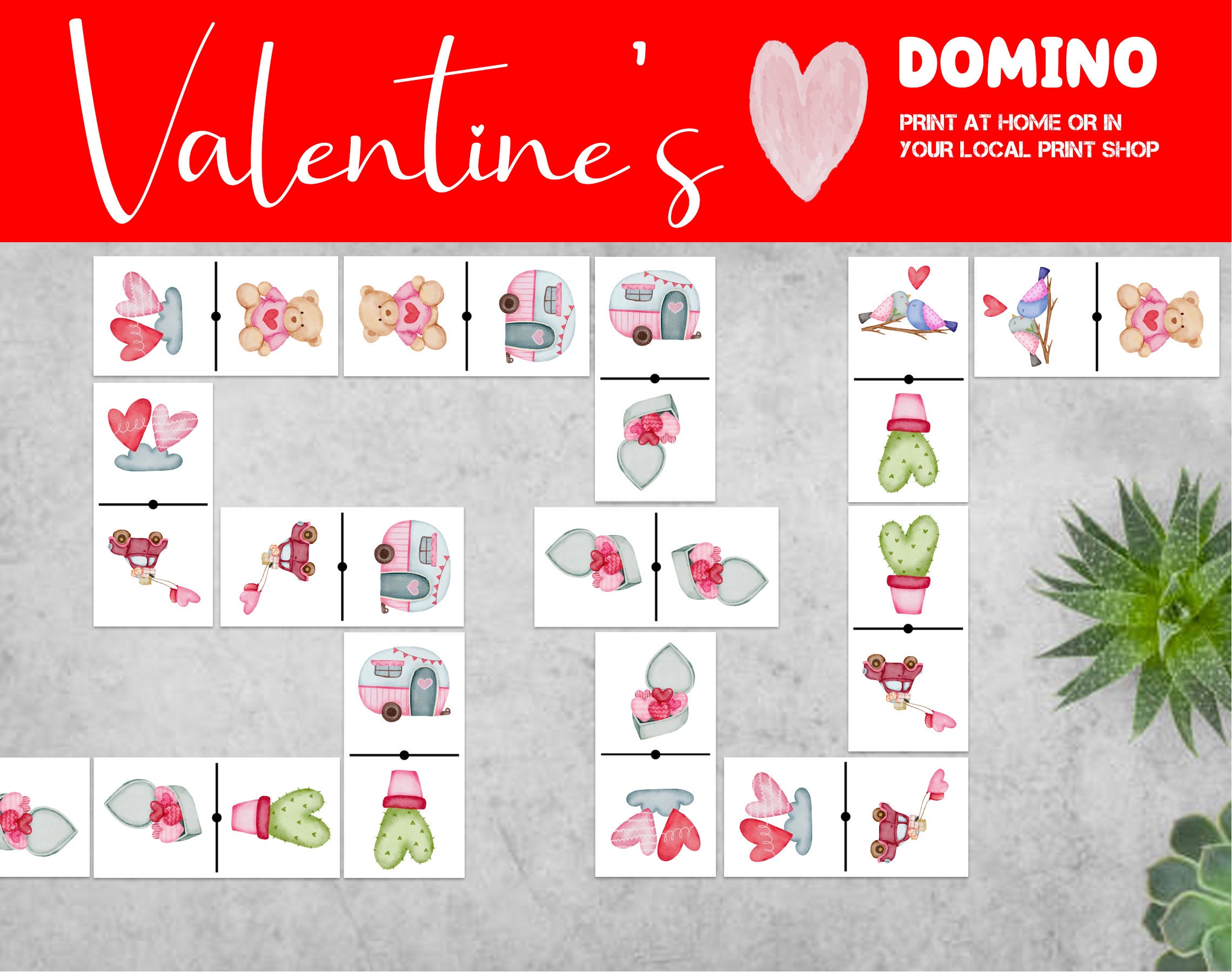 St. Valentine's Domino Game - Valentine's Day Party Game - Love Theme ...