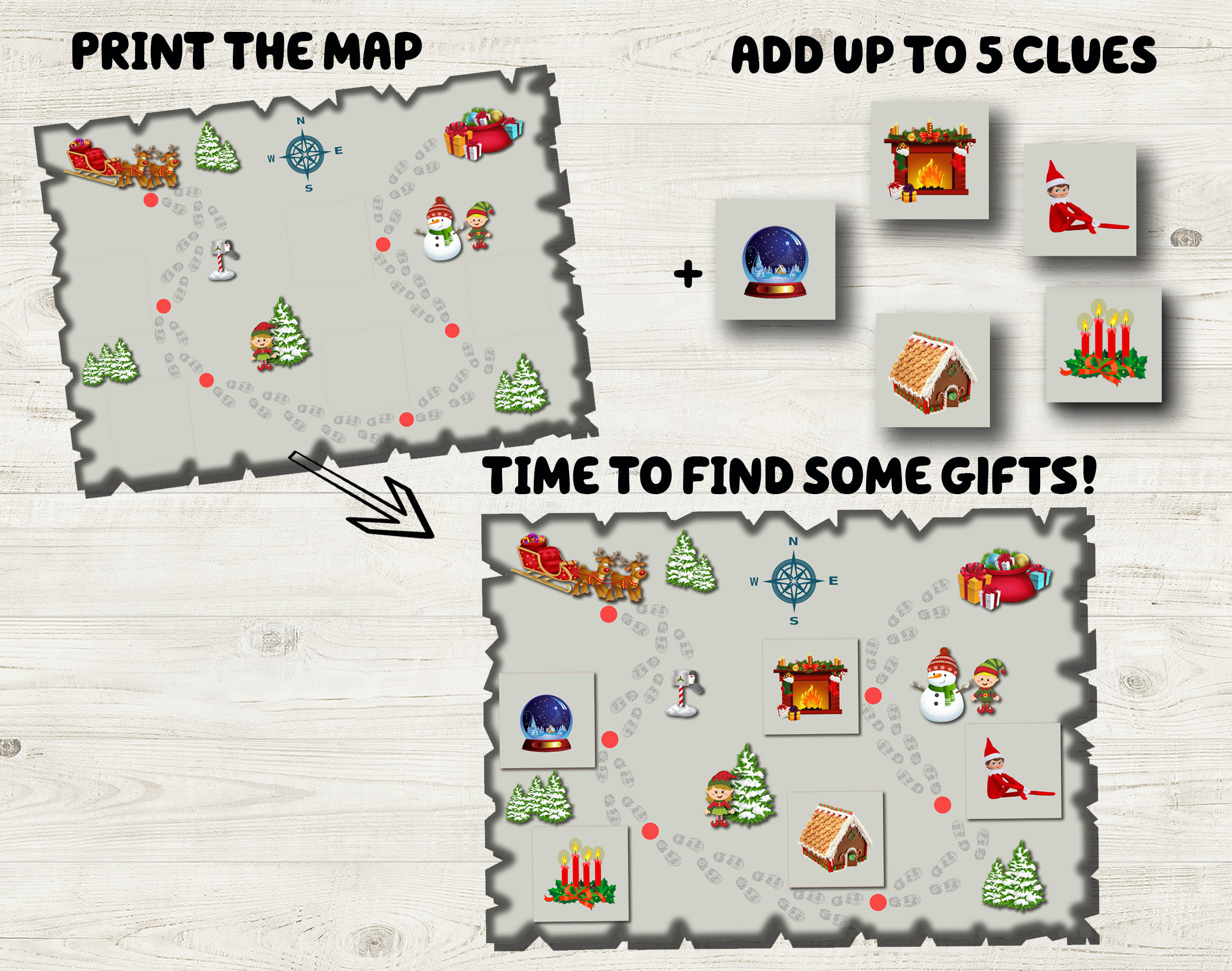 DIY Christmas Gift or Treasure Map - Christmas Activity - Printable ...