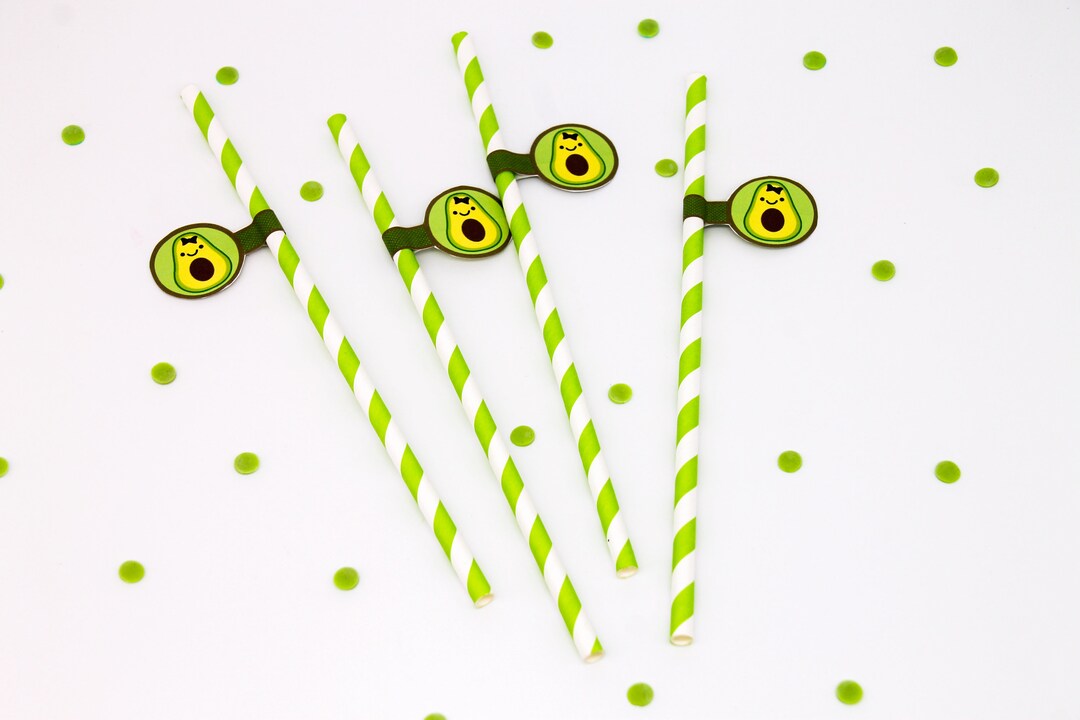 Avocado Party Straw Decorations - Avocado Party Printables - Avocado ...