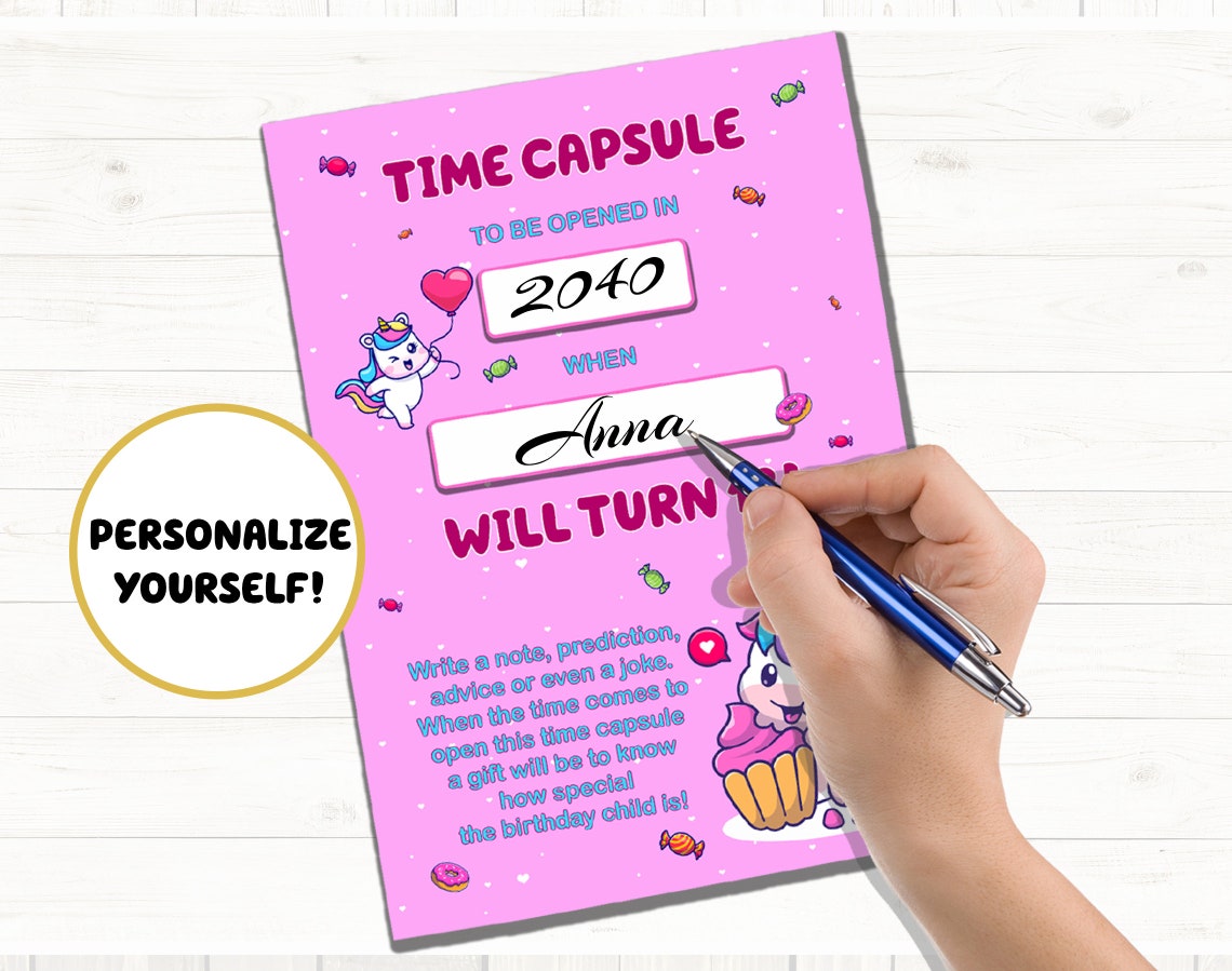 Unicorn Party Time Capsule Printable Birthday Time Capsule Unicorn ...