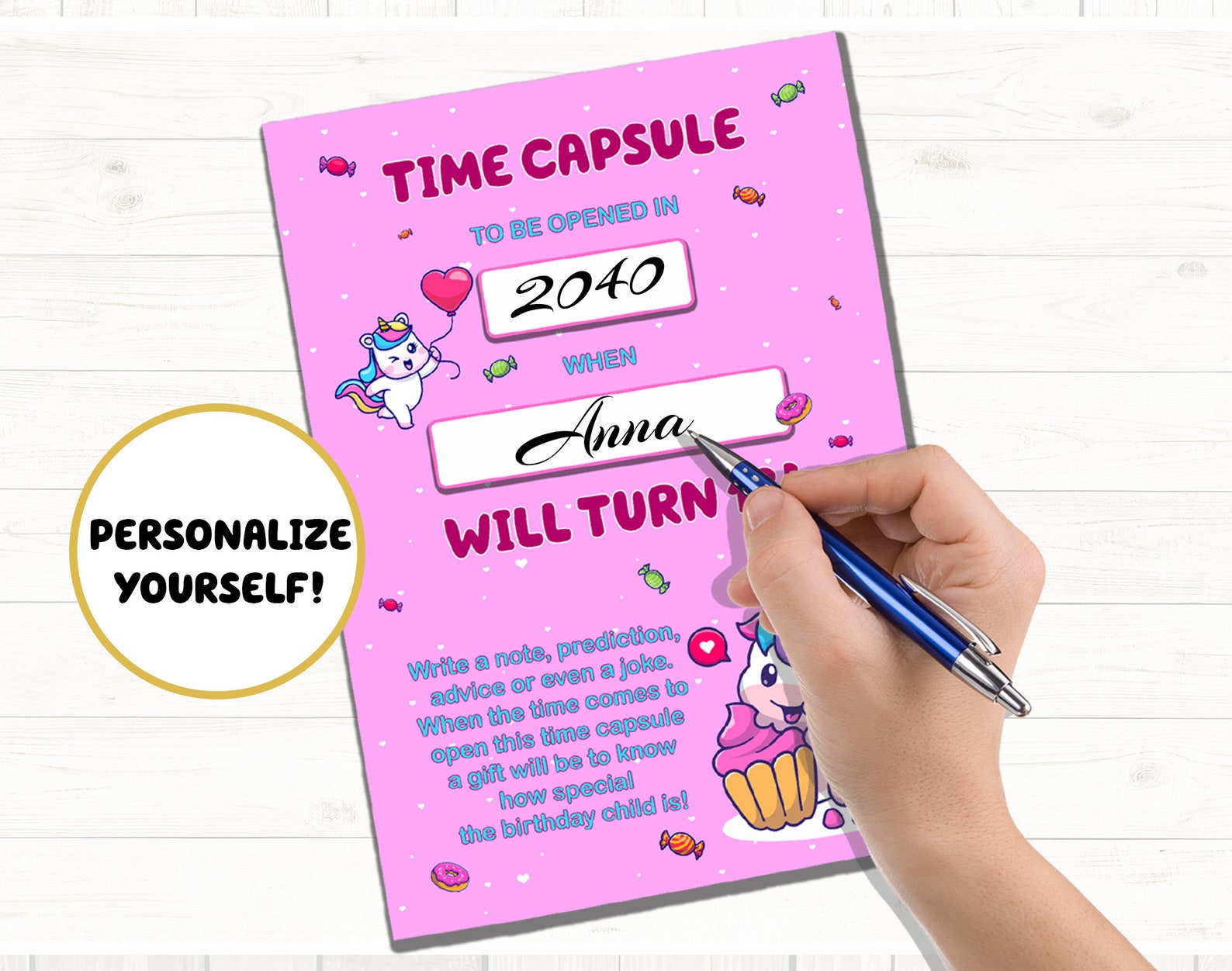 Unicorn Party Time Capsule - Printable Birthday Time Capsule - Unicorn ...