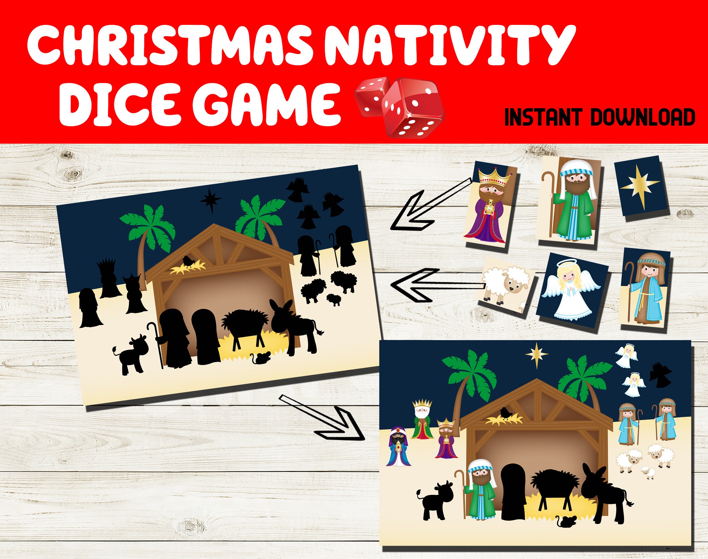 Nativity Story Dice Game - Jesus's Birthday Christmas Game - Printable ...