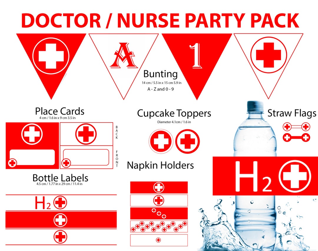 Hospital Party Printable Supplies - Doctor Alphabet Banner - Food Tents ...