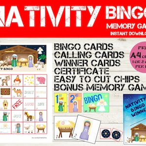 30 Card Nativity Bingo & Memory Game - Christmas Party Games ...