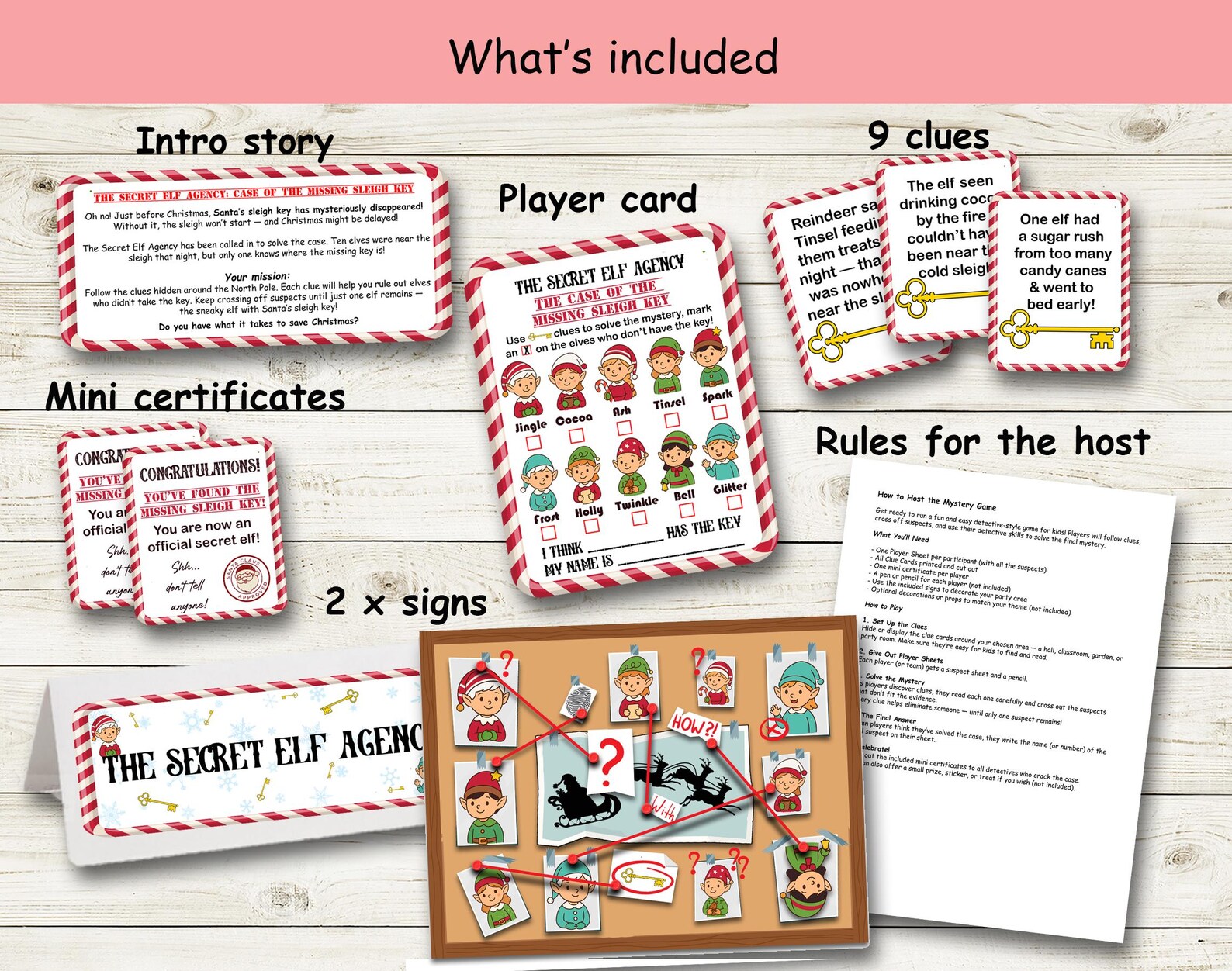 Secret Elf Agency Christmas Detective Game | Printable Kids Xmas Fair ...