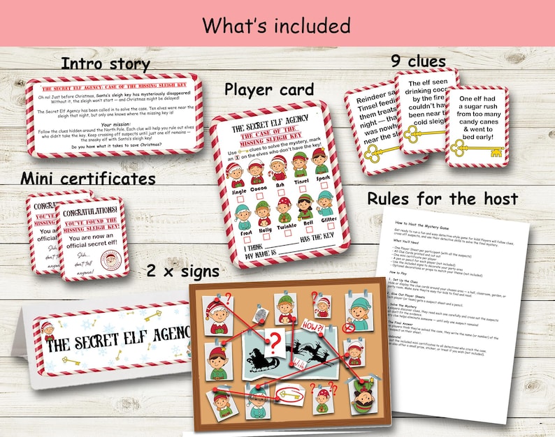 Secret Elf Agency Christmas Detective Game | Printable Kids Xmas Fair ...