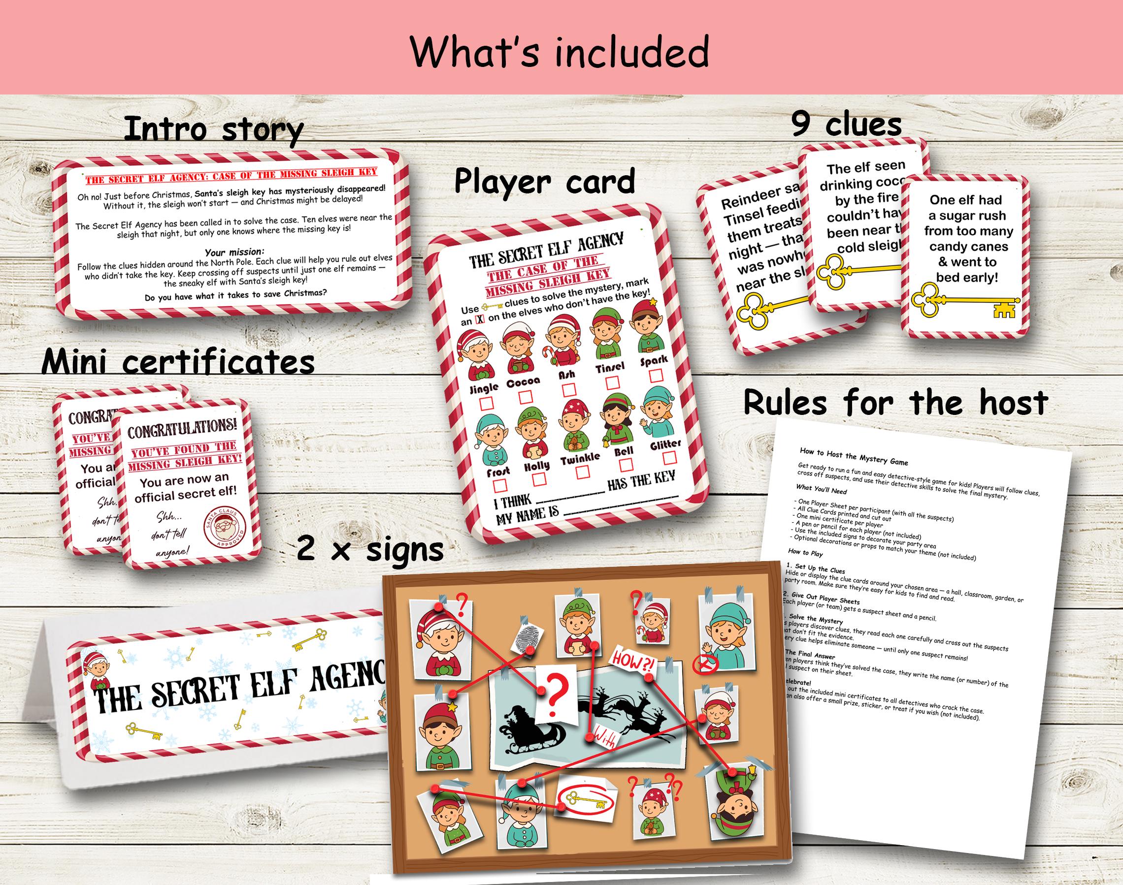 Secret Elf Agency Christmas Detective Game | Printable Kids Xmas Fair ...