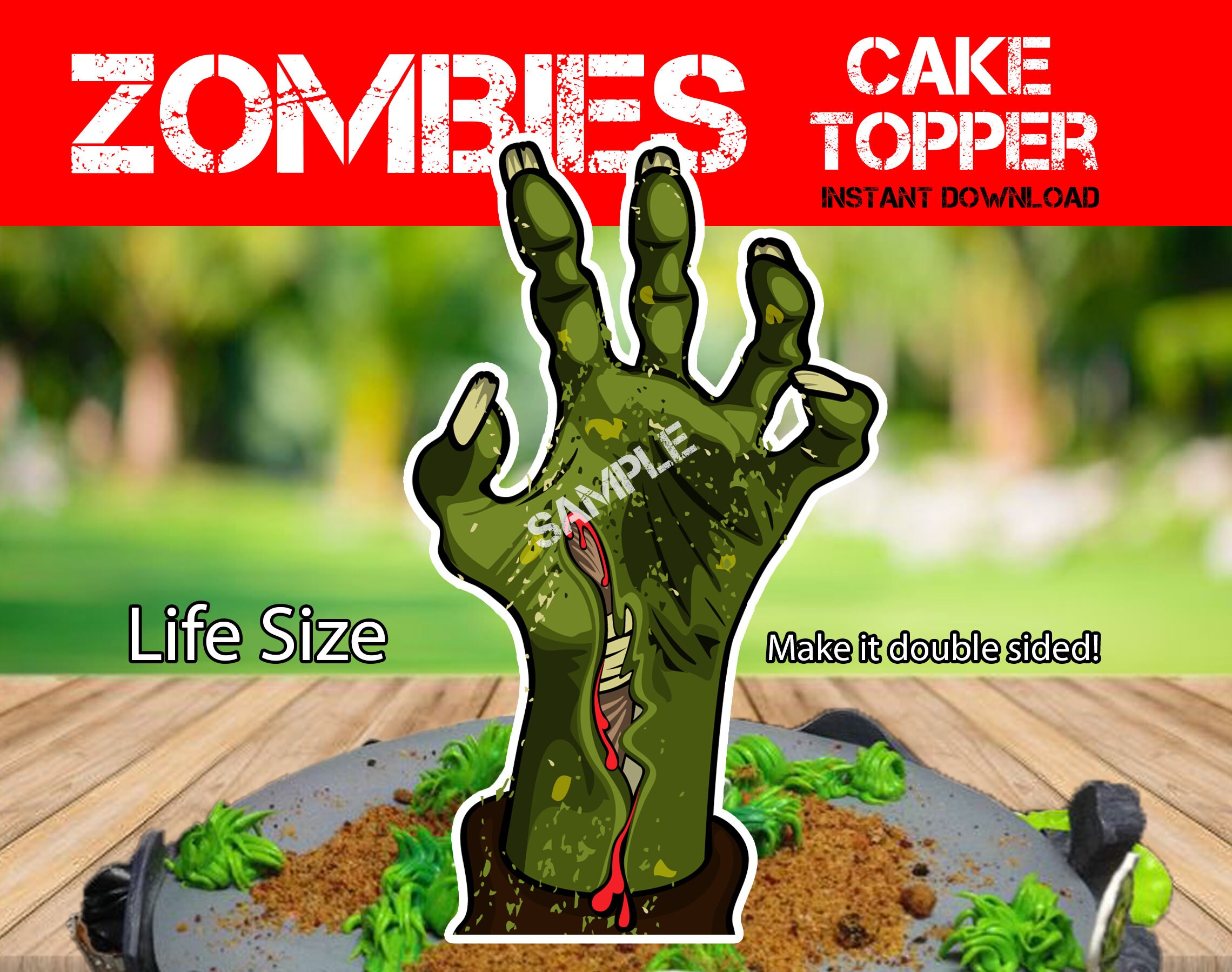 Zombie Hand Cake Toppers Printable Zombie Party Decor - Etsy