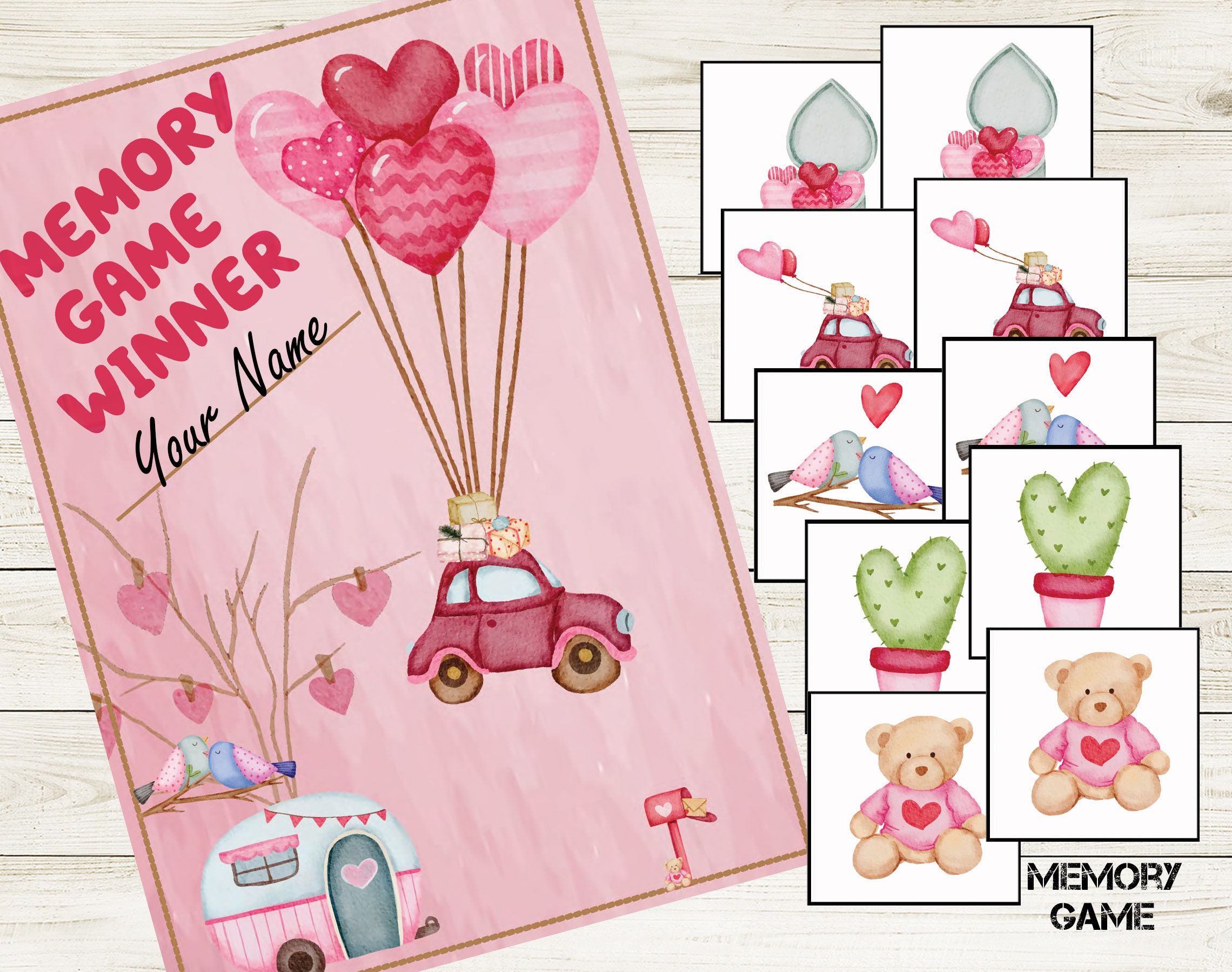 10 Card St. Valentine's Day Bingo & Memory Game - Etsy