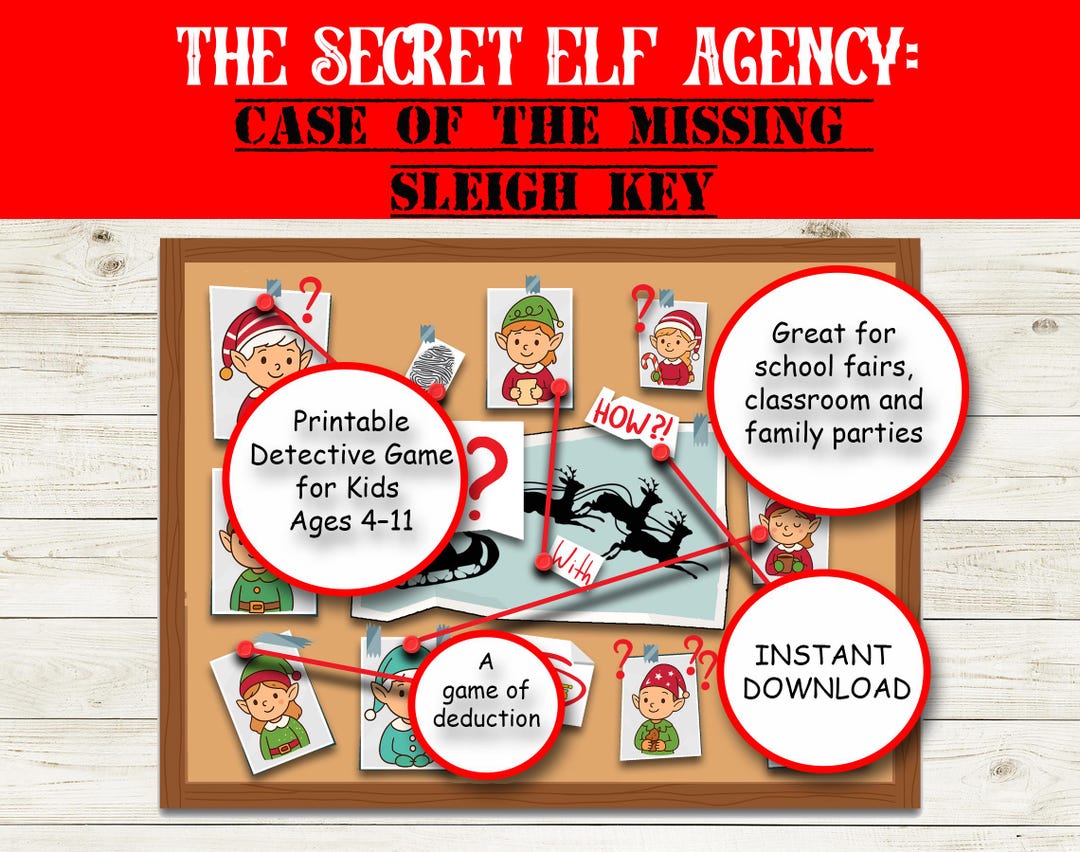 Secret Elf Agency Christmas Detective Game | Printable Kids Xmas Fair ...