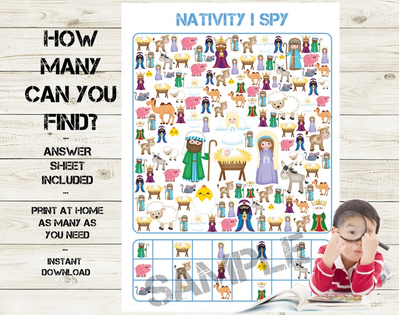 Printable Nativity I Spy Game - Christmas Game - Christmas I Spy Game ...