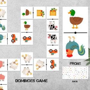 Farm Animal Domino Game - Farm Party Game -animal Theme Dominoes - Farm ...