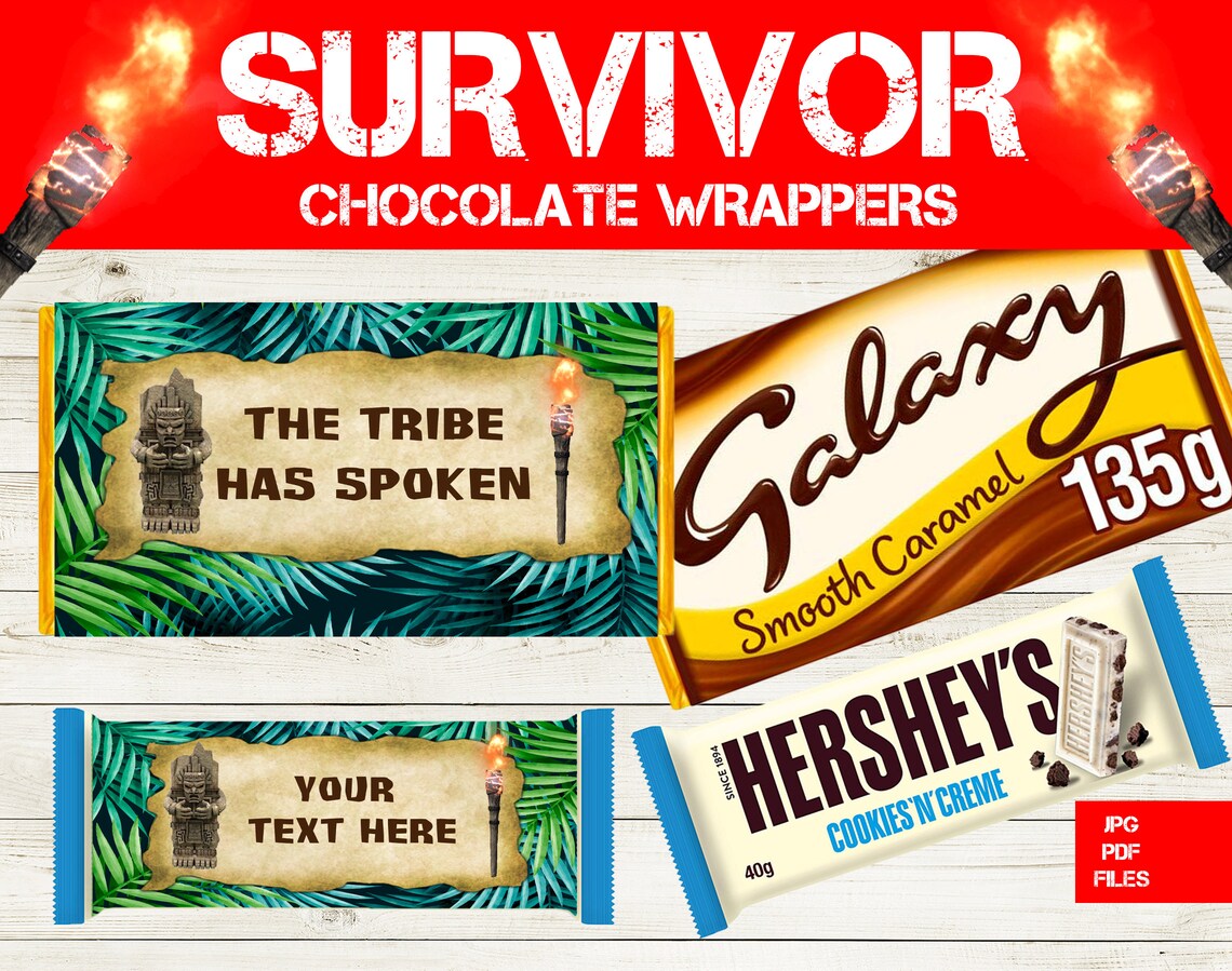 Editable TV Show Survivor Candy Bar Wrapper - Survivor Chocolate ...