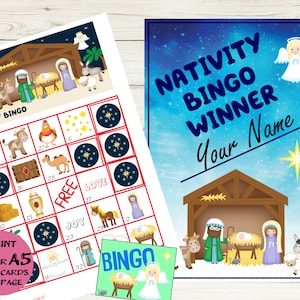 30 Card Nativity Bingo & Memory Game Christmas Party Games Christmas ...
