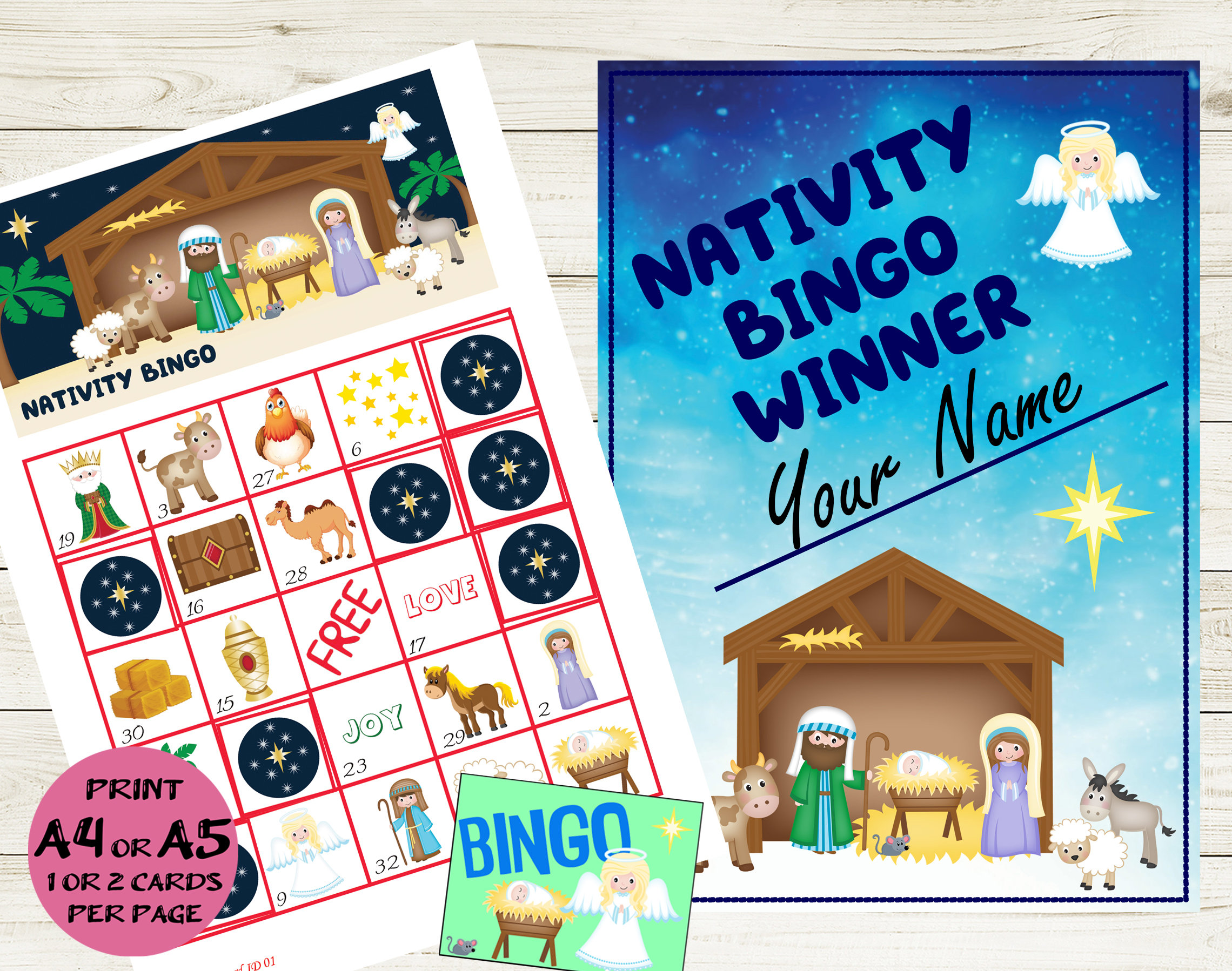 20 Card Nativity Bingo & Memory Game Christmas Party Games Christmas ...