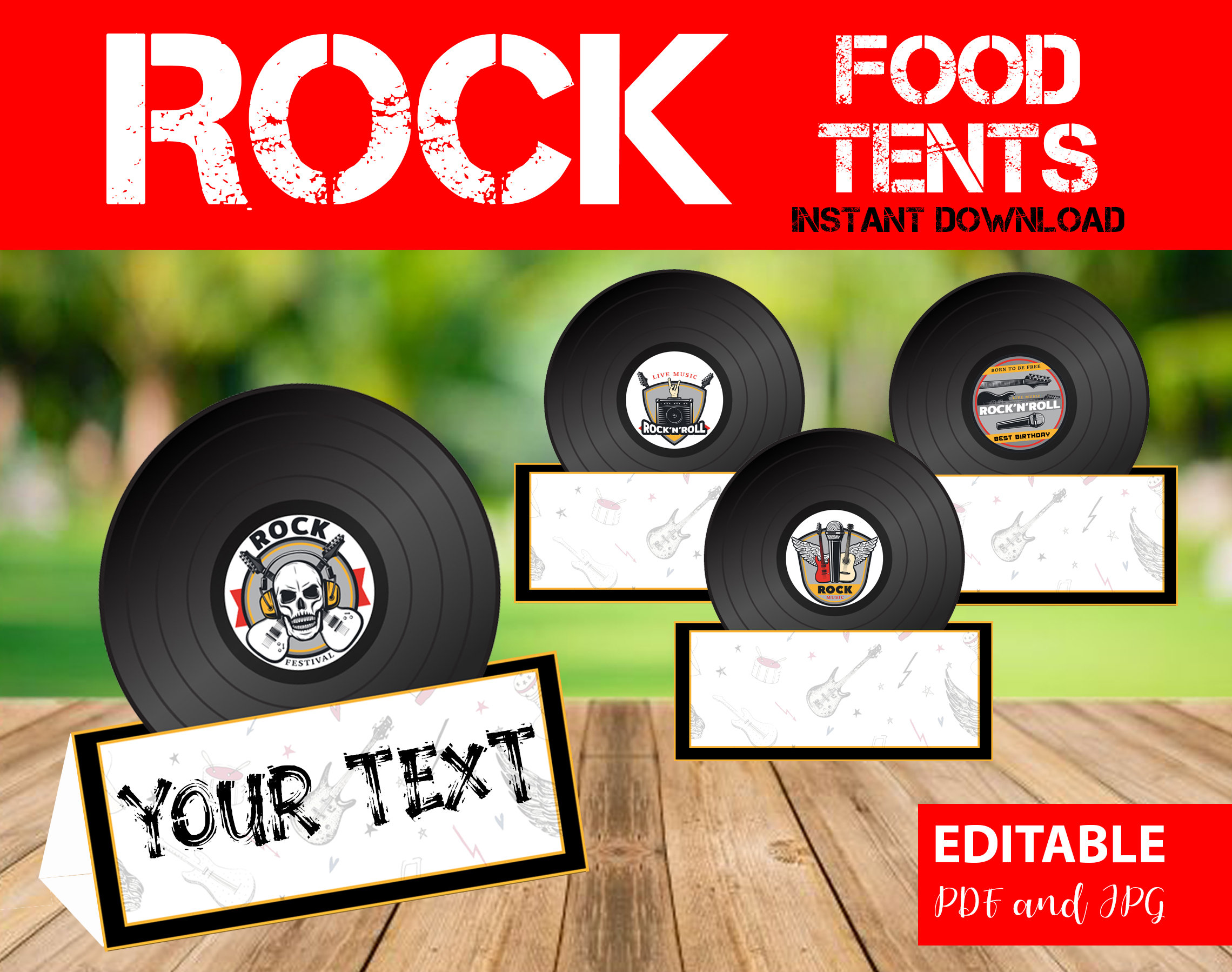 Vinyl Records Food Tents - Music-themed Food Labels - Rock Party Place ...