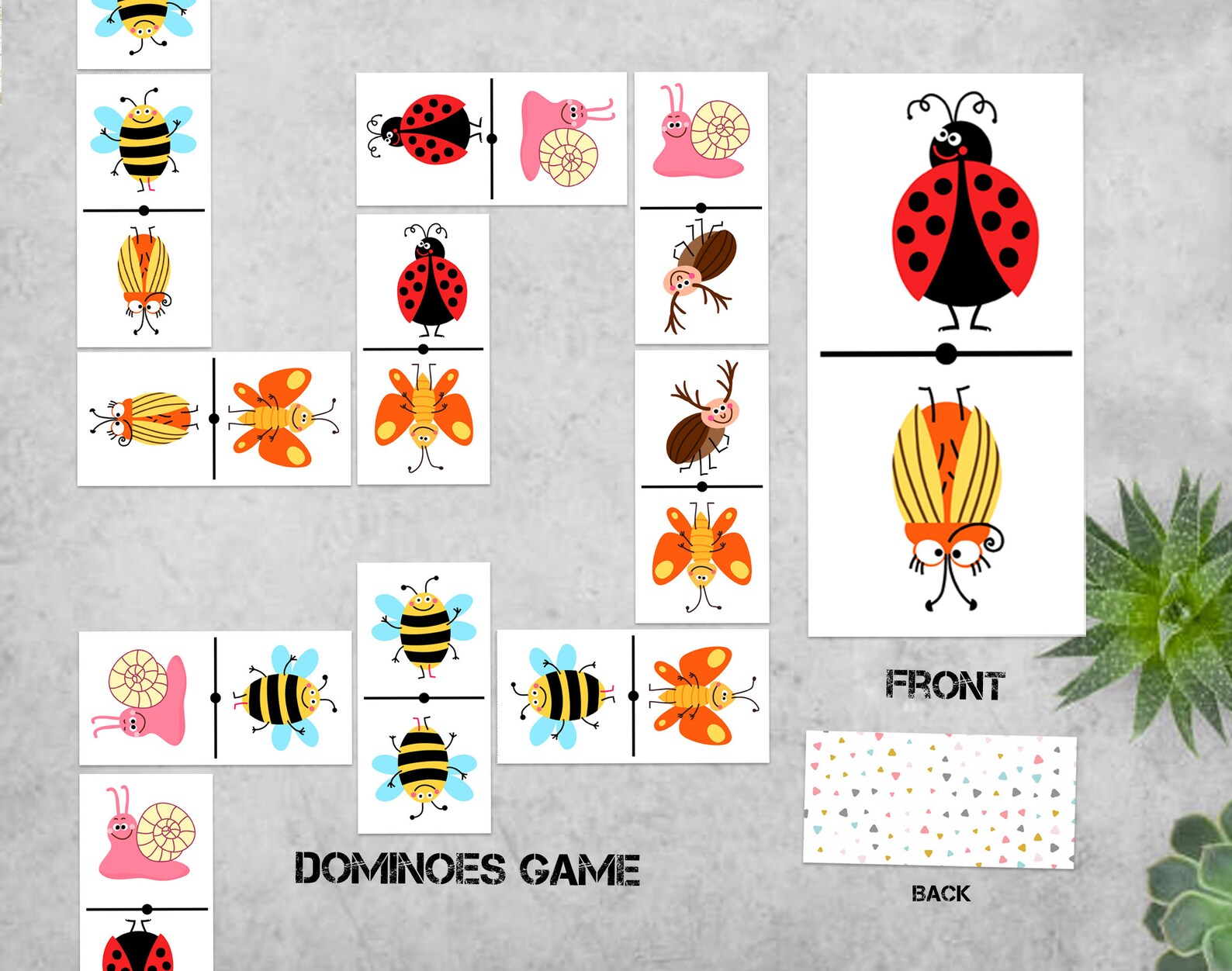 Cute Bug Domino Game - Bug & Insect Party Game - Bug Theme Dominoes ...