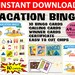 10 Card Vacation Bingo - Summer Bingo 5x5 - Beach Printable Bingo Cards ...