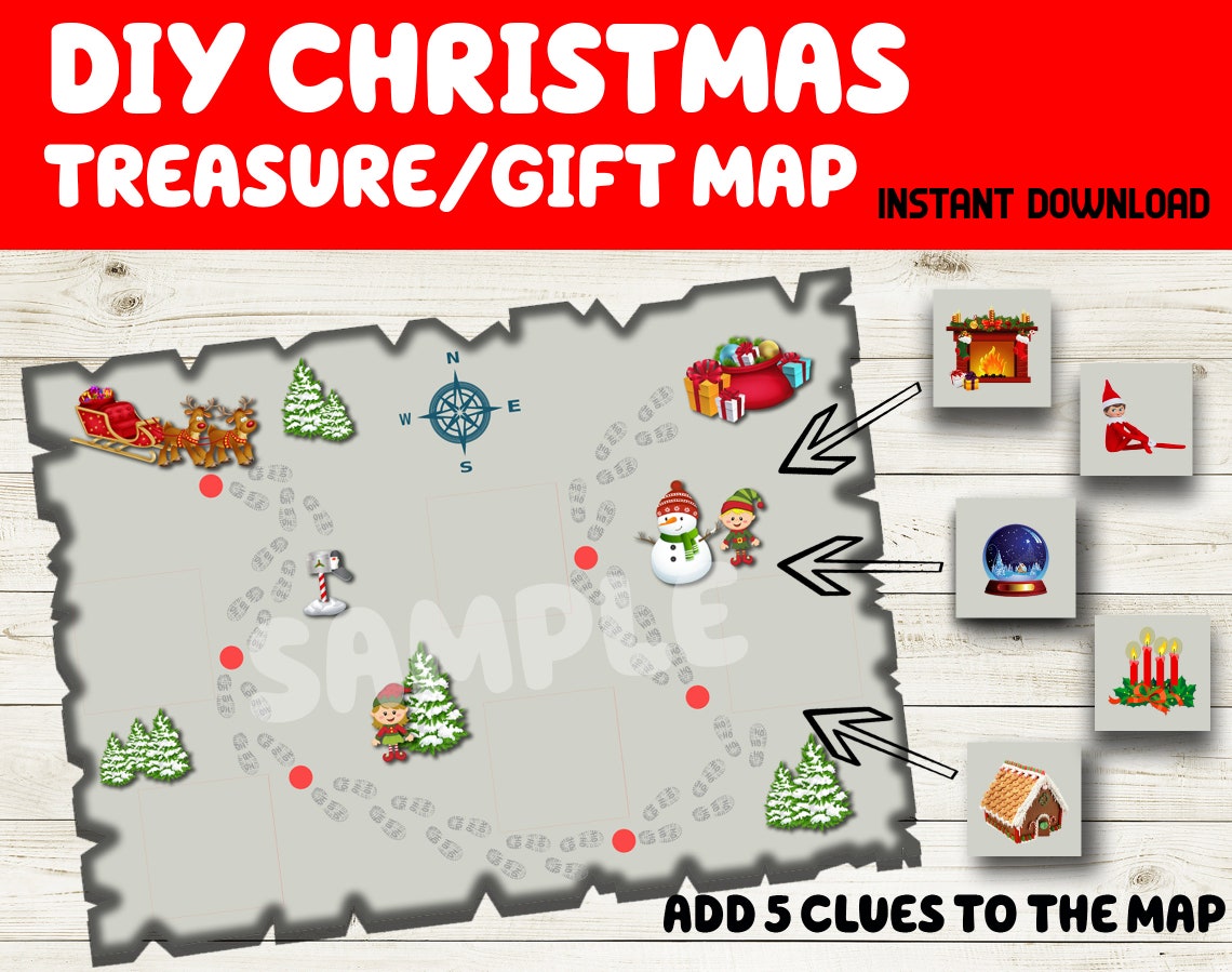 DIY Christmas Gift or Treasure Map - Christmas Activity - Printable ...