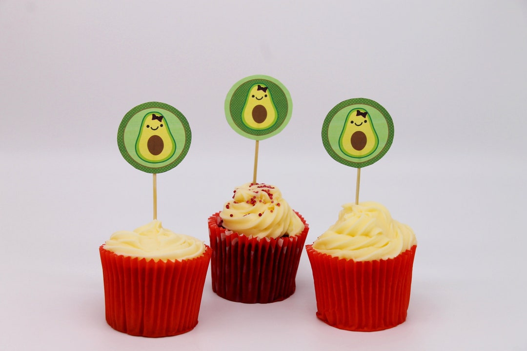 Avocado Party Cupcake Toppers - Avocado Cupcake Toppers - Avocado Party ...