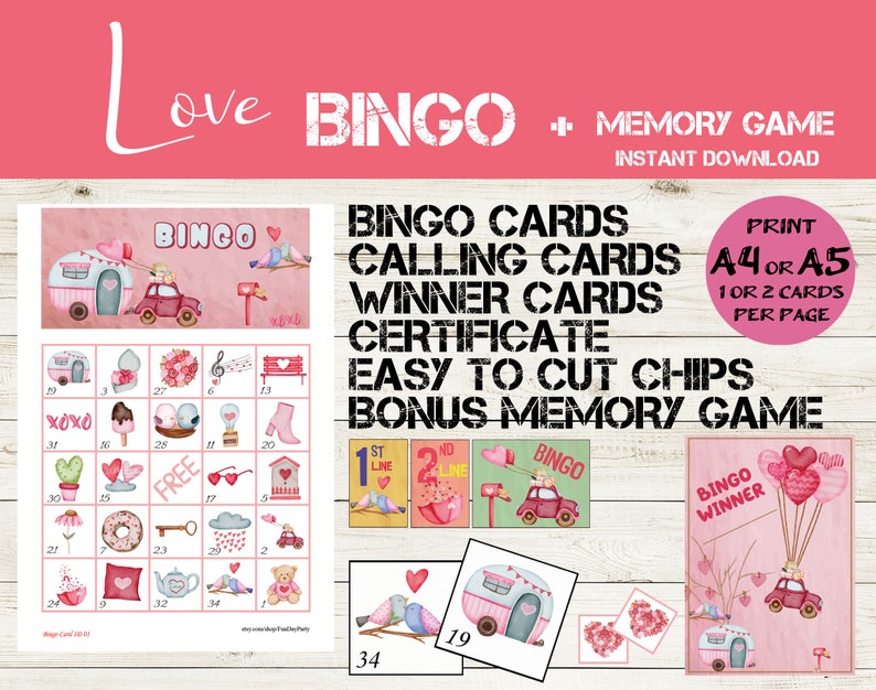 10 Card St. Valentine's Day Bingo & Memory Game - Valentine's Day Party ...