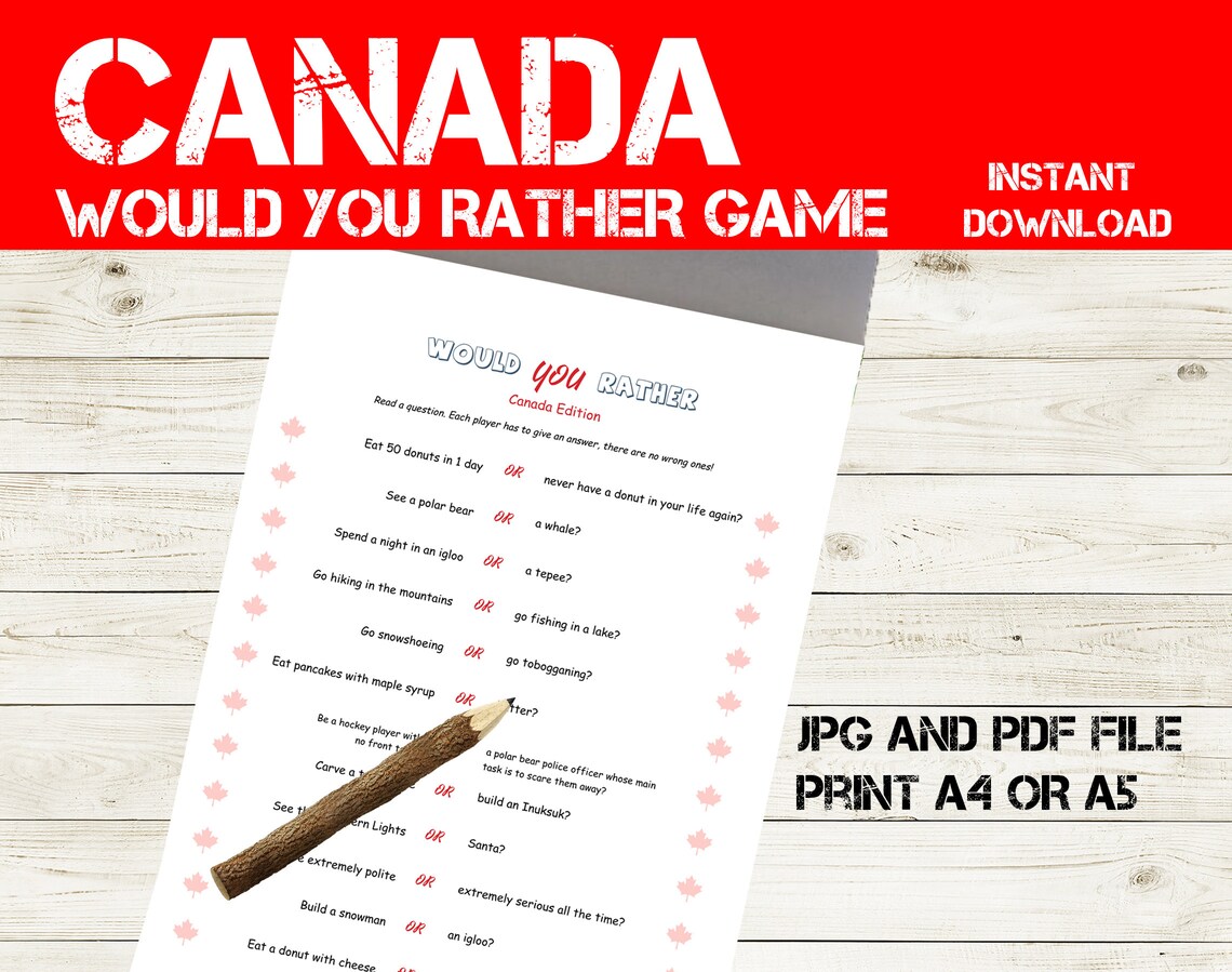 Would You Rather Game Canada Edition - Canada Day Would You Rather ...
