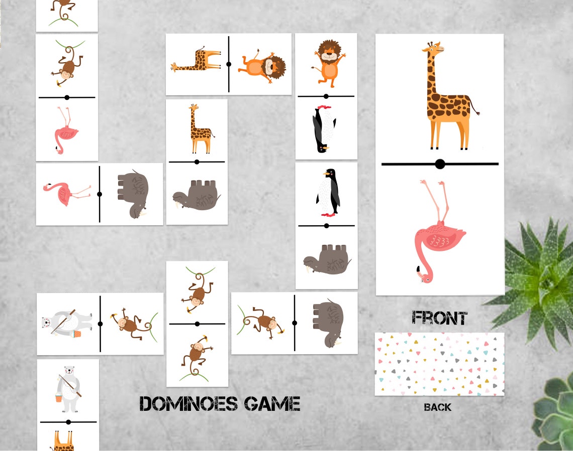 Zoo Animal Domino Game Zoo Animal Party Game Zoo Theme Dominoes Zoo Day ...