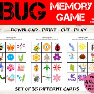 Bug Memory Game - Bug Party Game - Printable Insect Party Game - Bug ...