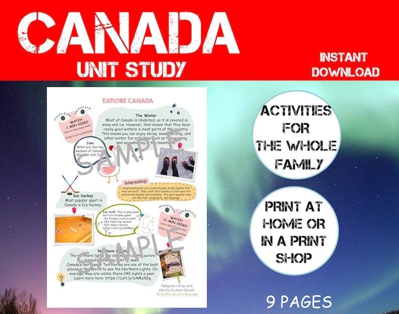 Canada Themed Study Unit - Canada Themed Family Activities - Printable ...