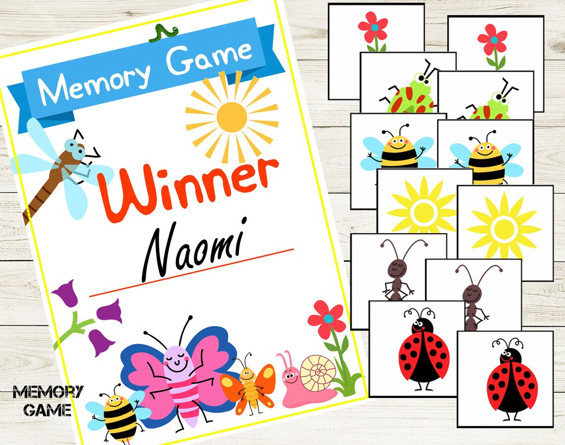 Bug Memory Game - Bug Party Game - Printable Insect Party Game - Bug ...