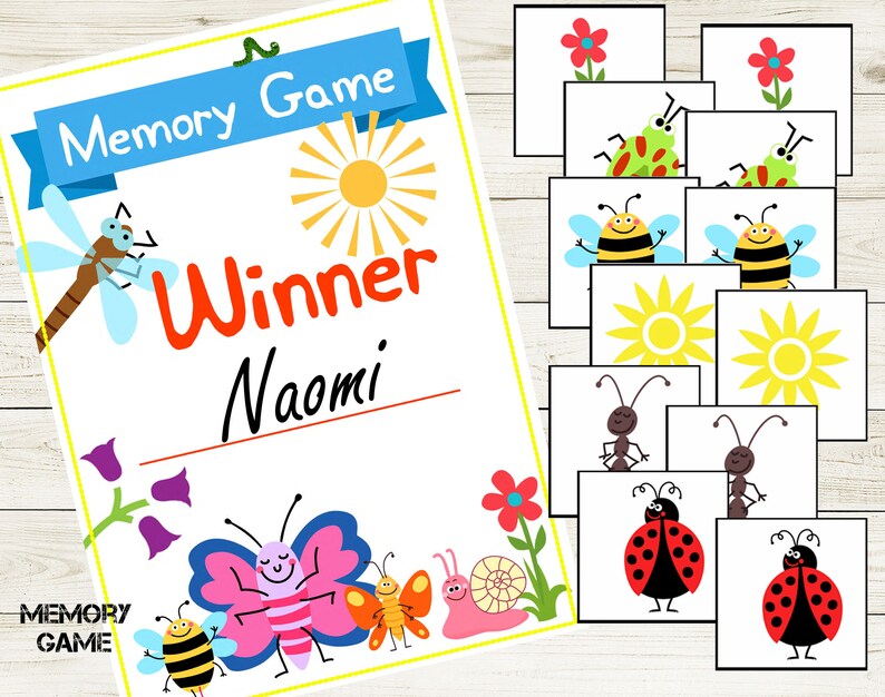 Bug Memory Game - Bug Party Game - Printable Insect Party Game - Bug ...