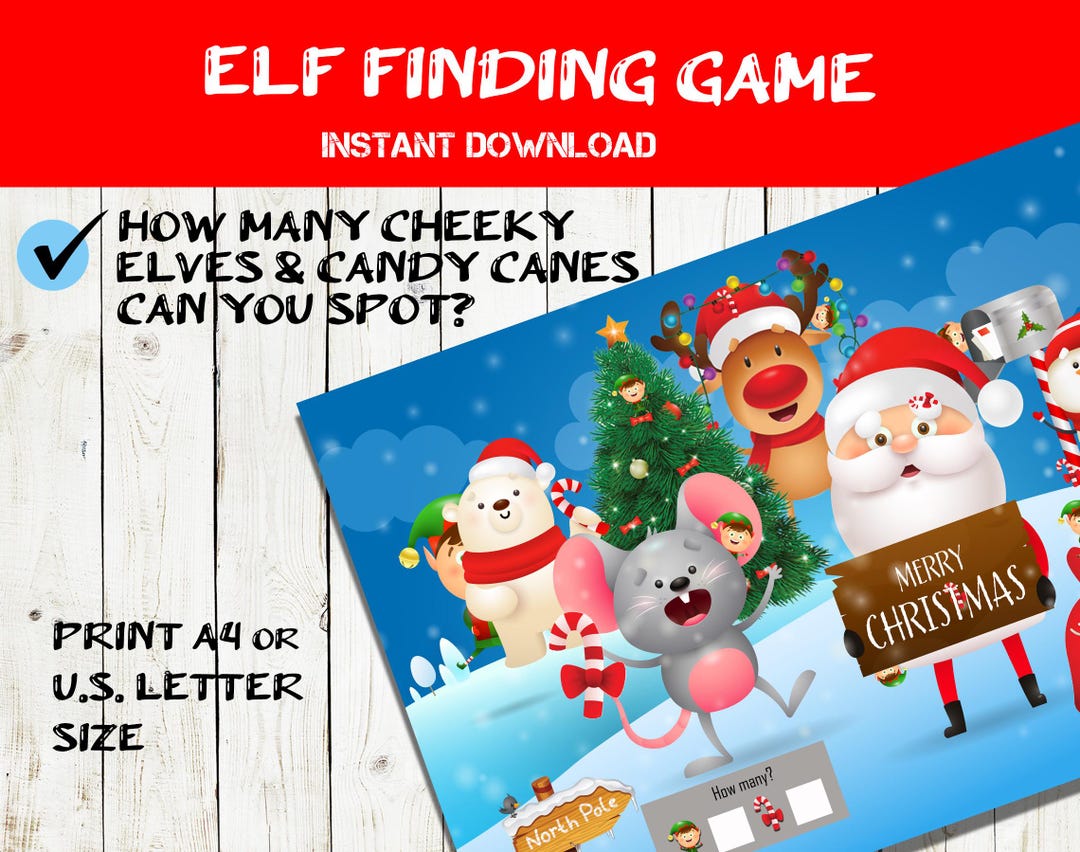 Christmas Scavenger Hunt Printable Elf Activity Find the Hidden Objects ...