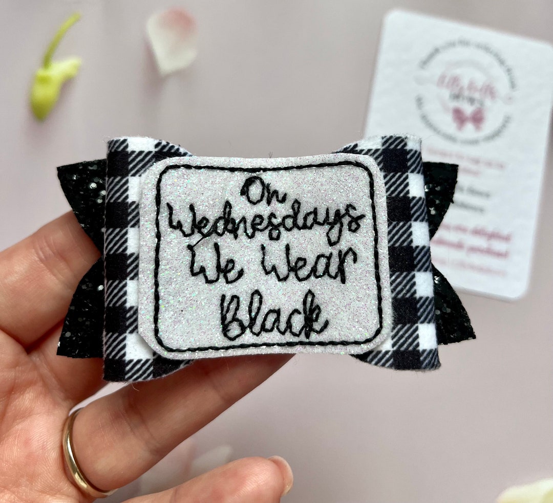 Wednesday Addams Hair Bow Black Glitter Spooky Halloween Hair Bow ...