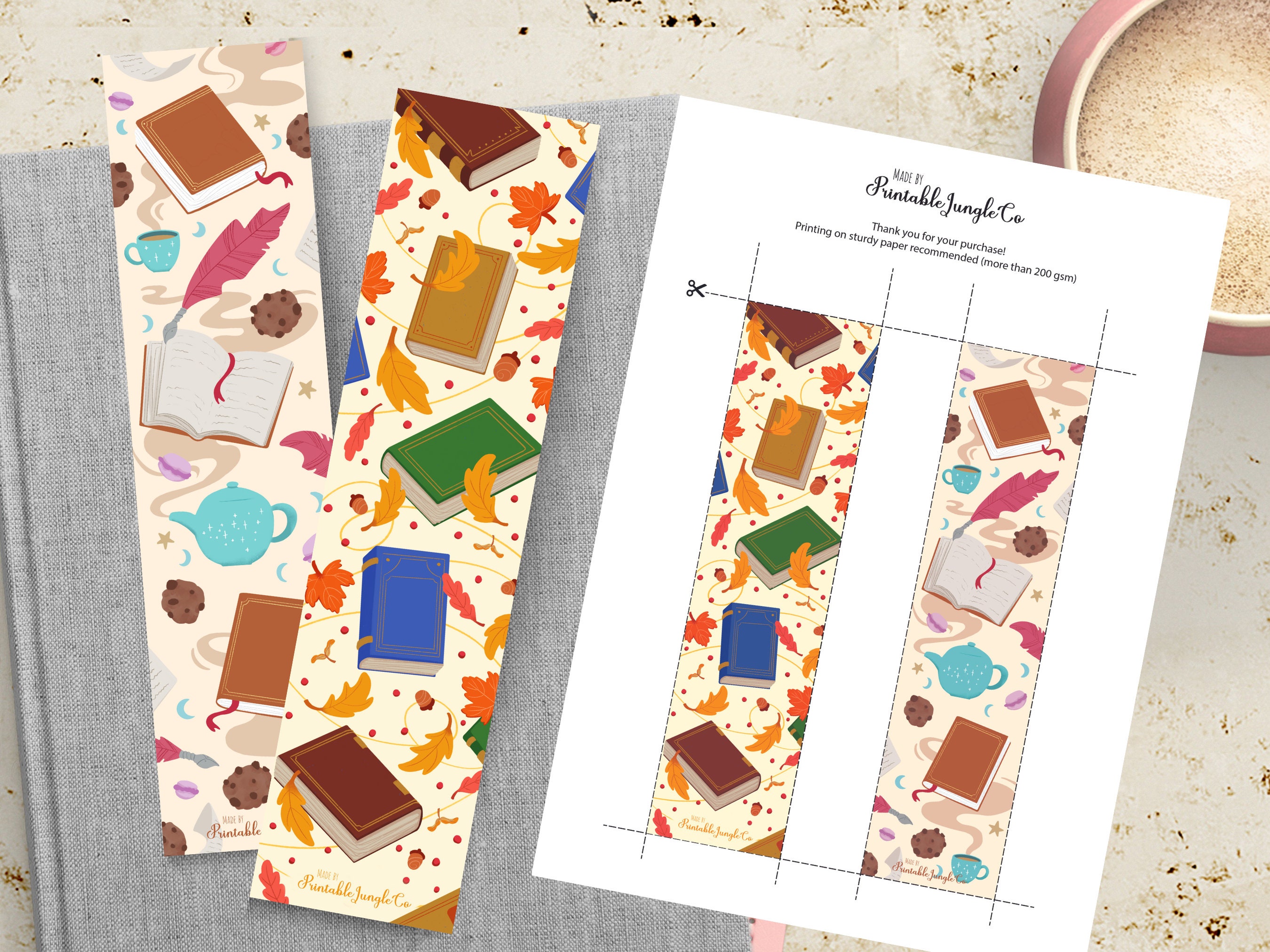 Printable Autumn Bookmarks Digital Bookmark JPG Bookmark - Etsy