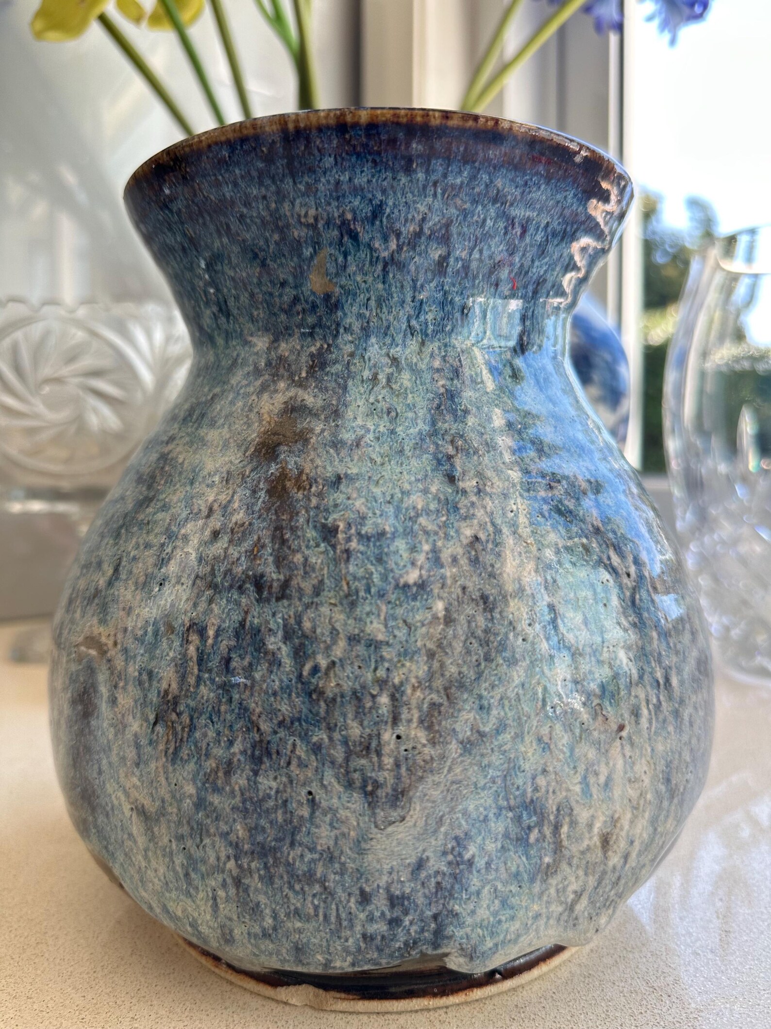 Handmade Blue Drip Glazed Pottery Vase: Rustic Studio Decor - Etsy